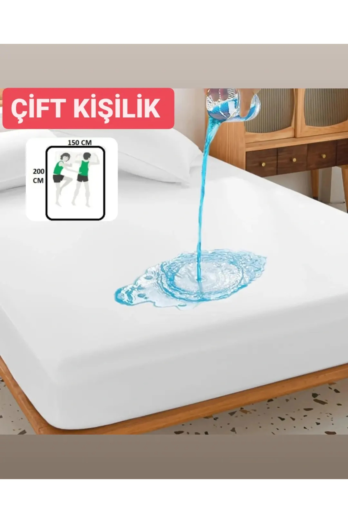 madamkarya Yatak Alezi Yatak koruyucu Sıvı Geçirmez 150 X 200 +30 CM ...