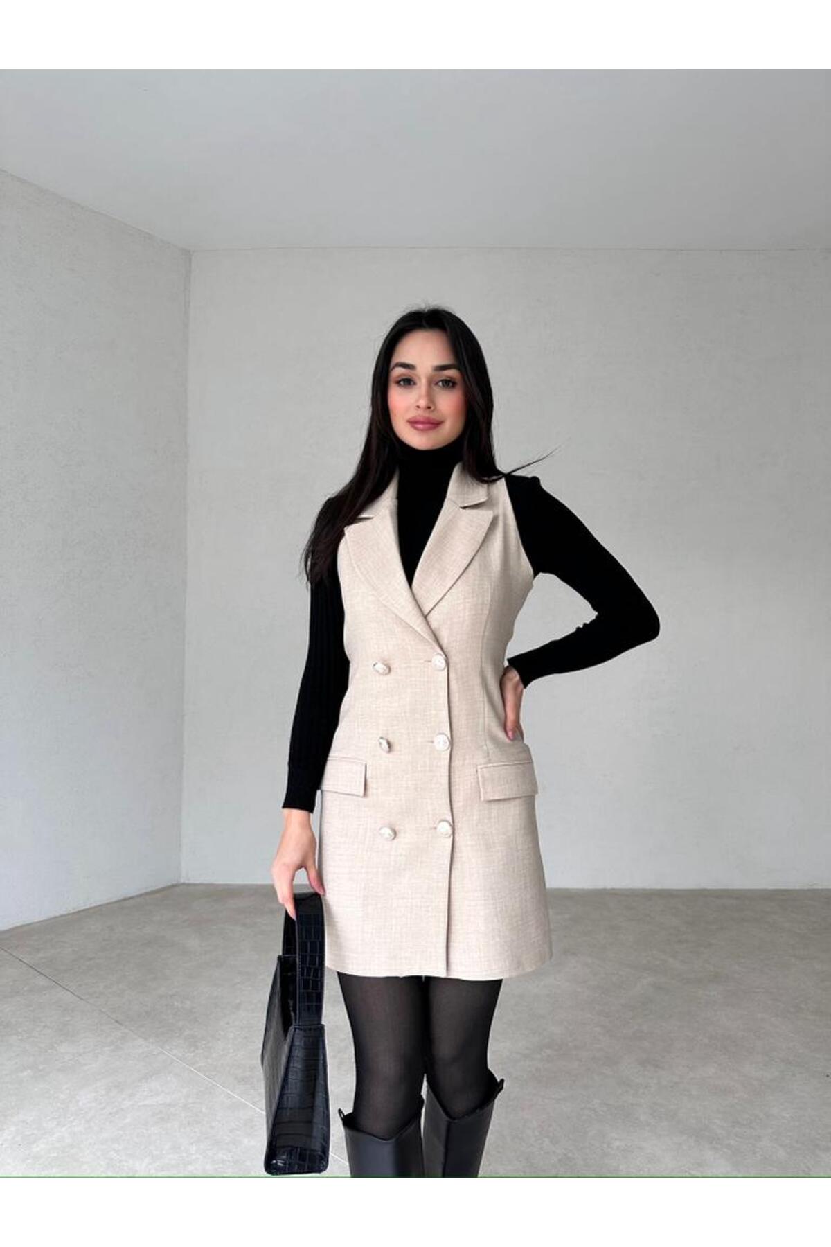 popibutik Yün Efekt Mini Yelek Elbise - Fiyatı, Yorumları
