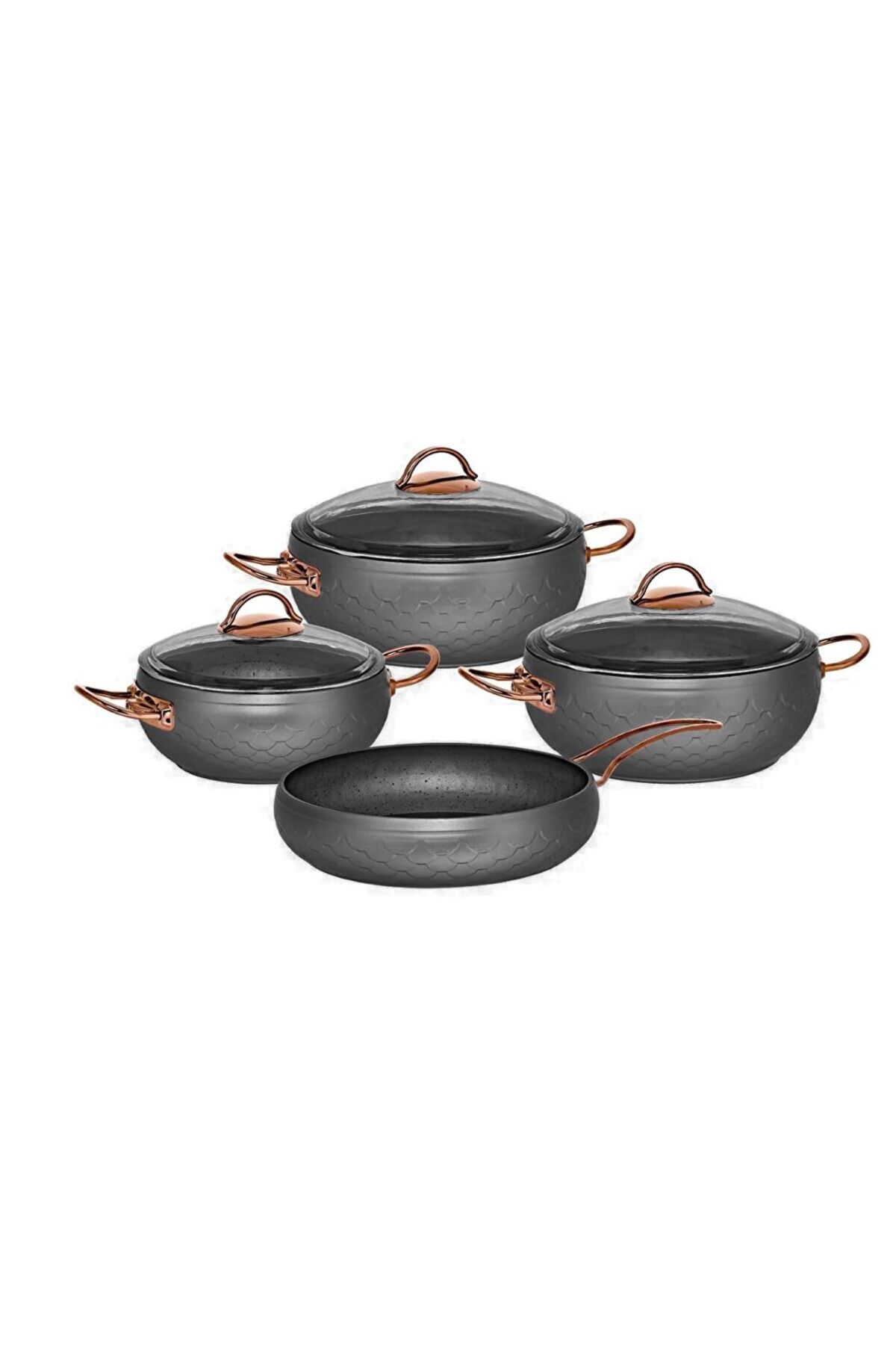 Oms Collection Espela Granit Tencere Takımı 7 Parça Antrasit - Fiyatı ...