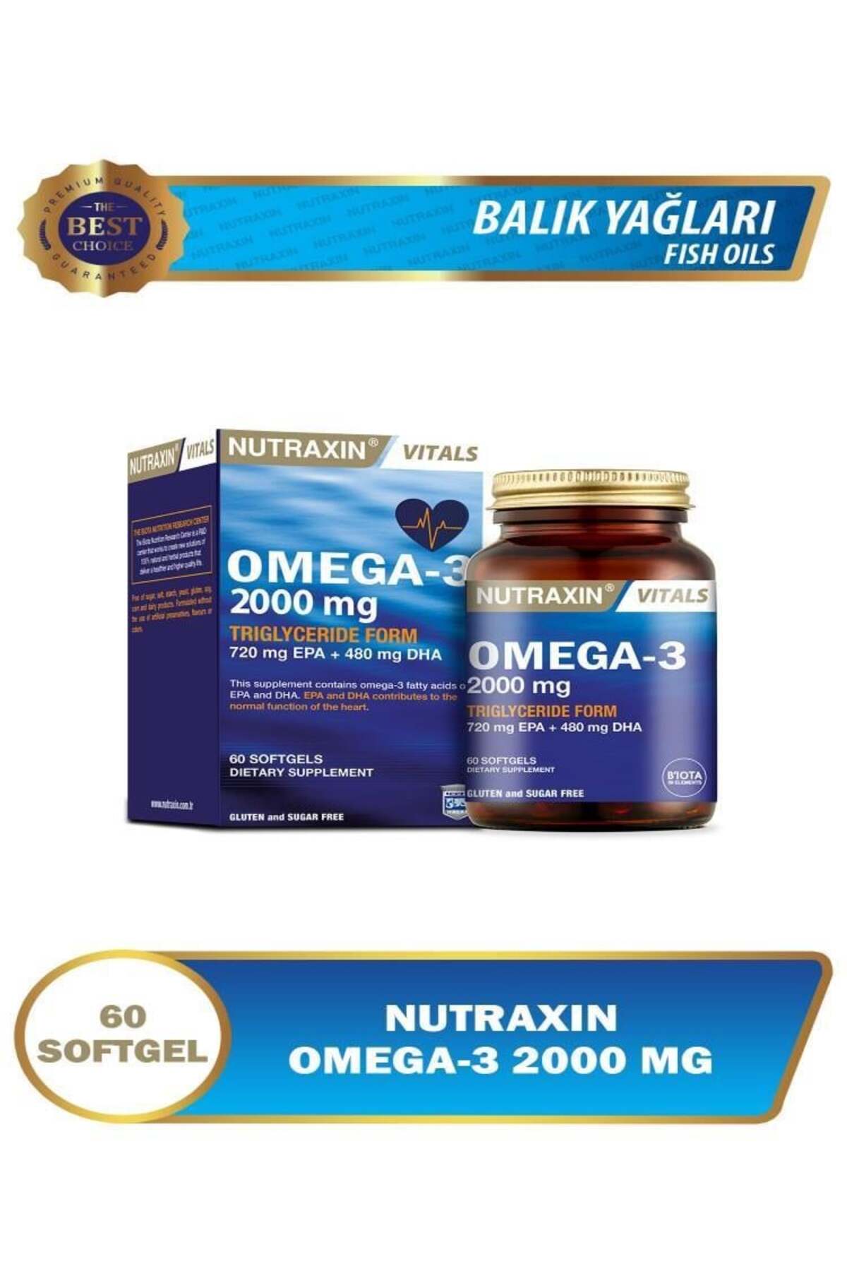 Nutraxin Omega-3 2000 mg 60 Softgel Kapsül EPA ve DHA Takviye Edici Gıda Fiyatı, Yorumları ...
