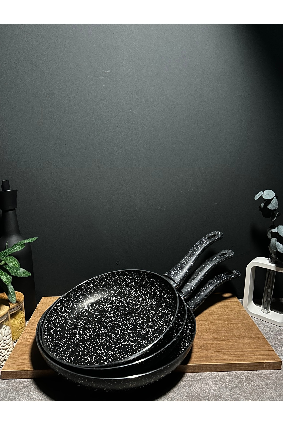 BENA LİFE 3`LÜ GRANİT TEK KULPLU YANMAZ YAPIŞMAZ TAVA 26-28-30 CM ...