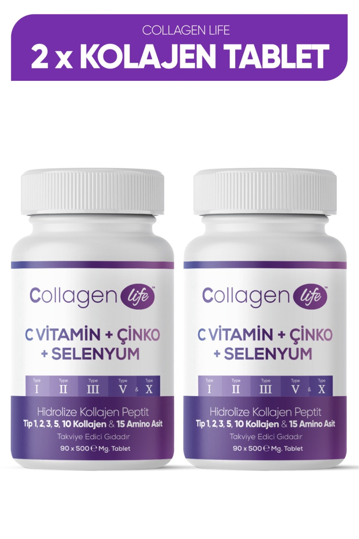 Collagen Life 5 Tip Kolajen Tip 1, Tip 2, Tip 3, Tip 5, Tip 10 2 Li ...