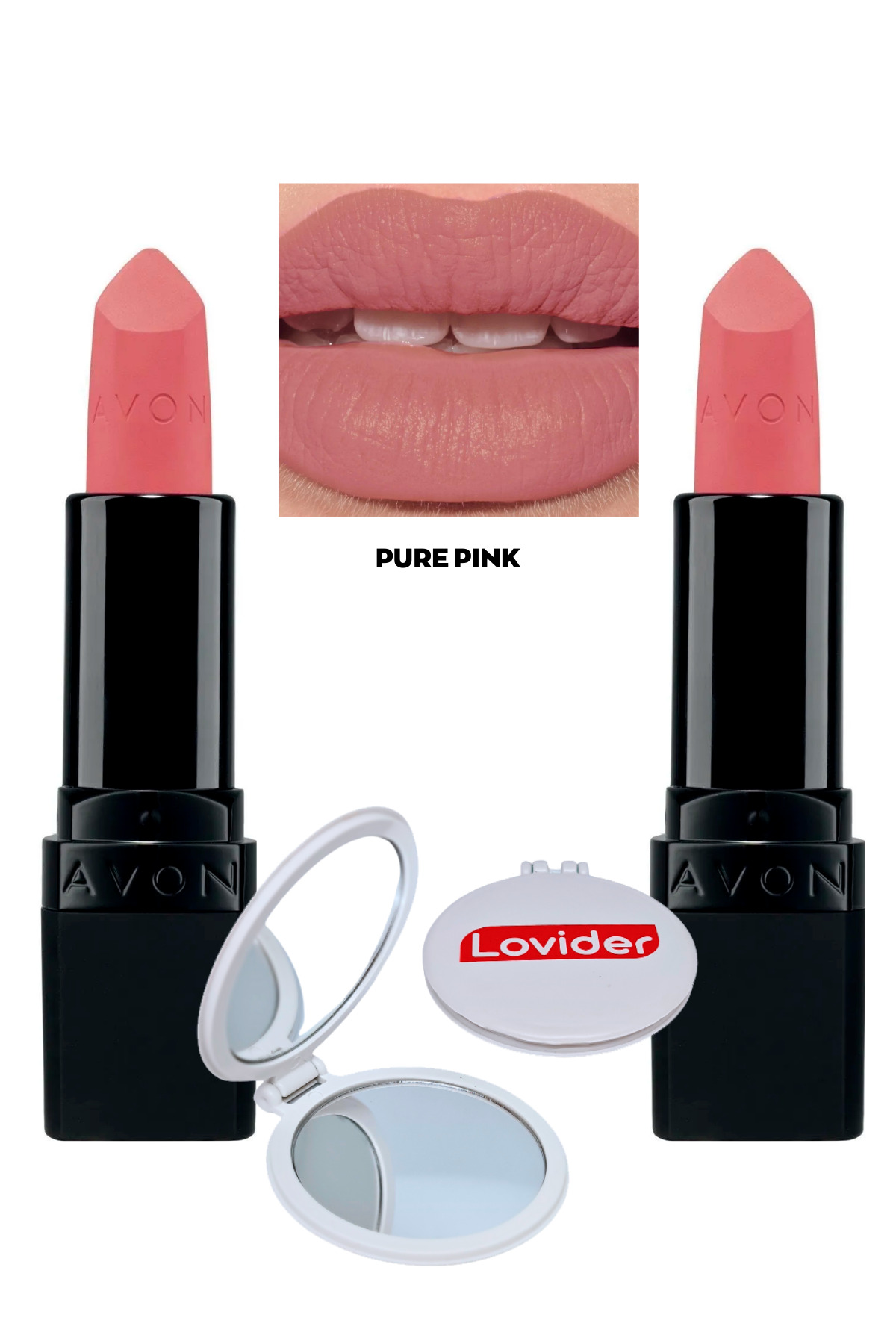 Avon Ultra Mat Ruj Pure Pink 2'li + Lovider Cep Aynası Hediye - Fiyatı ...