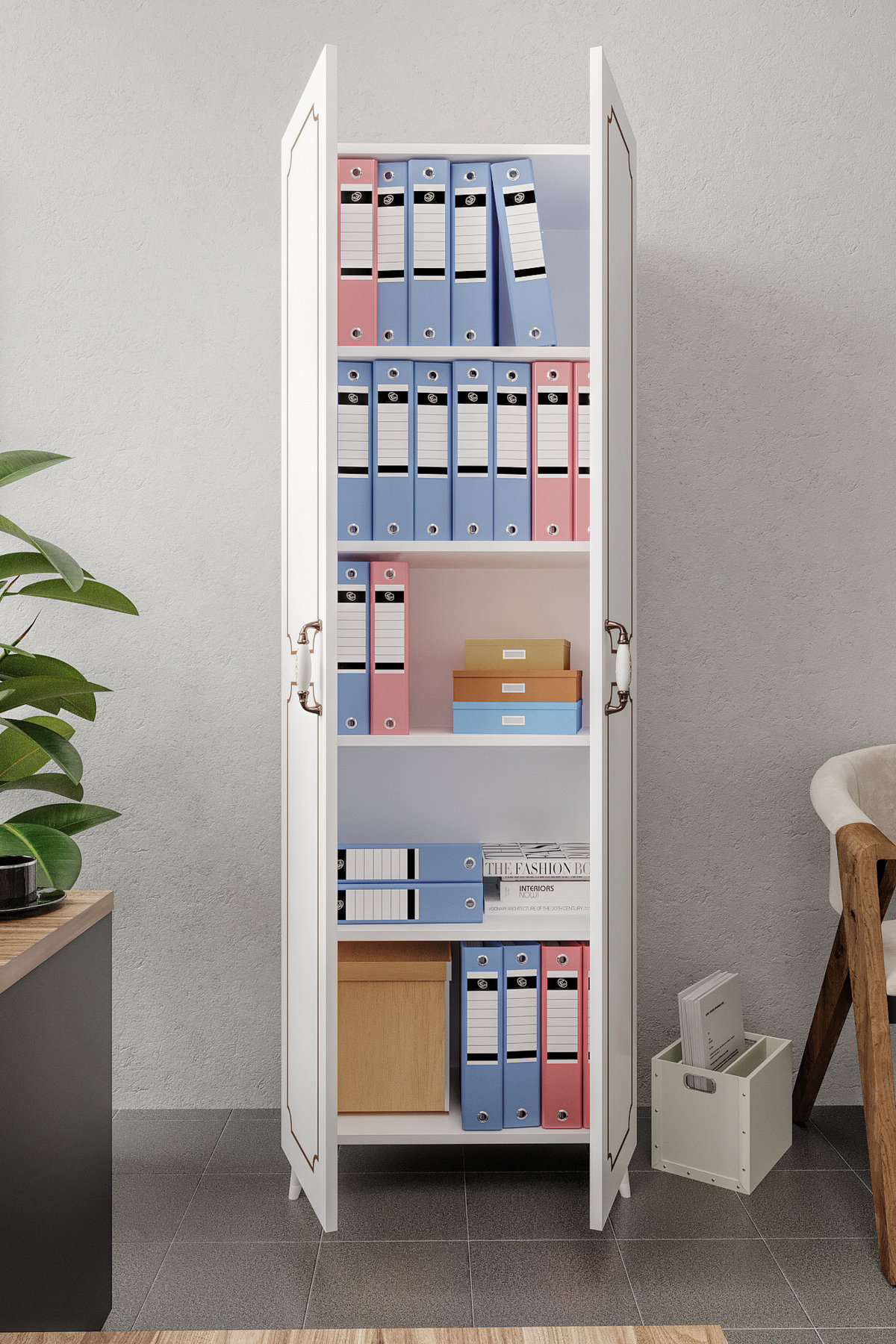 WENCE 2 Kapaklı 5 Bölmeli Geniş Dosya, Klasör Evrak, Ofis Dolabı Beyaz ...