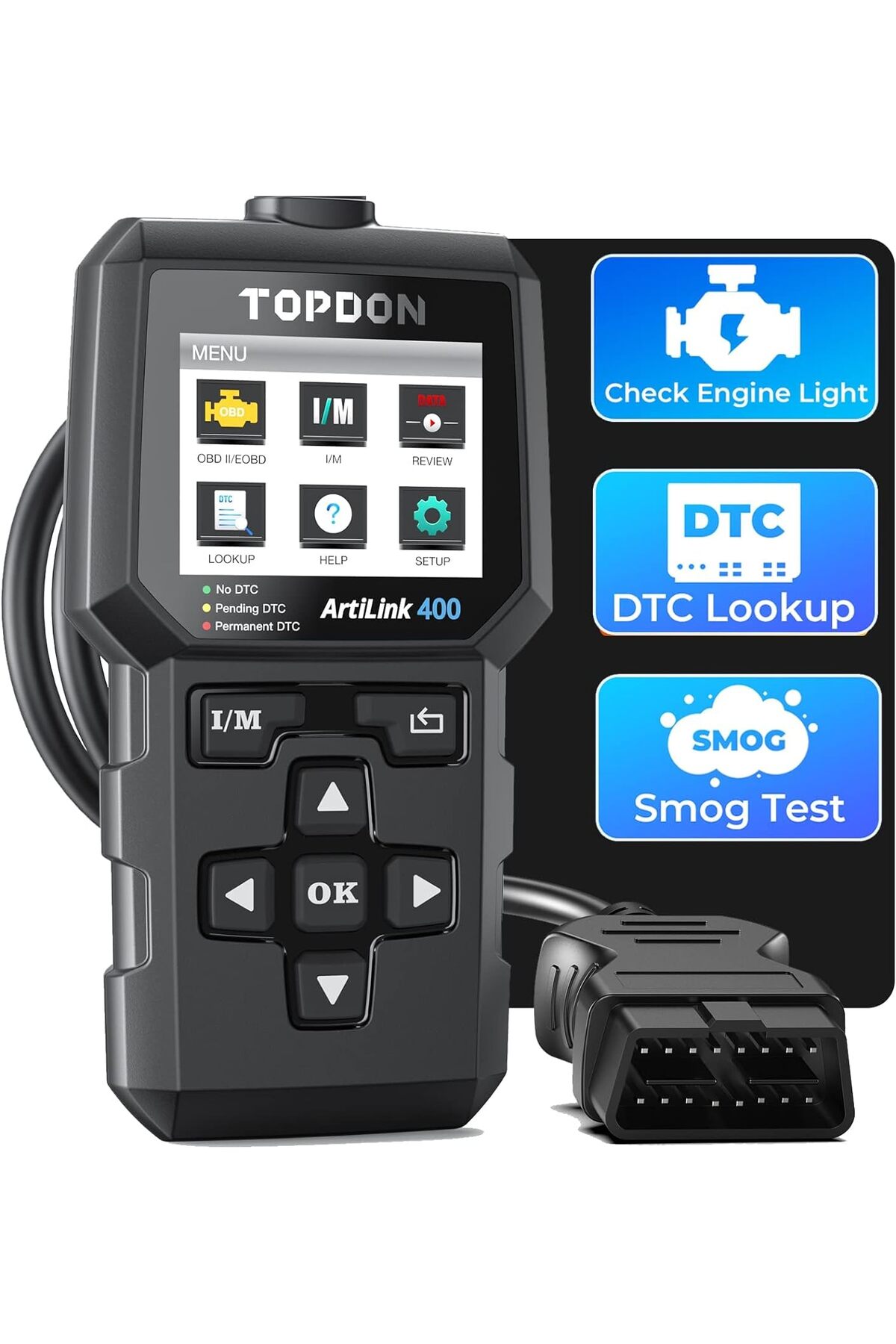 Topdon AL400 OBD2 teşhis cihazı, 10 OBD2 fonksiyon, motor kontrol ...