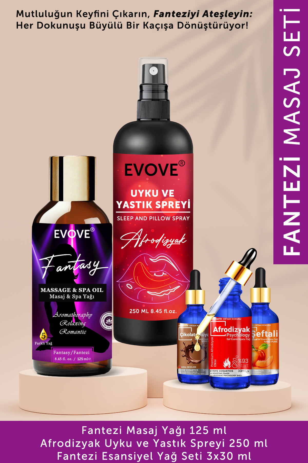 Evove Cosmetics Fantezi Masaj Seti Aromaterapi Masaj Yağı-Uyku ve ...