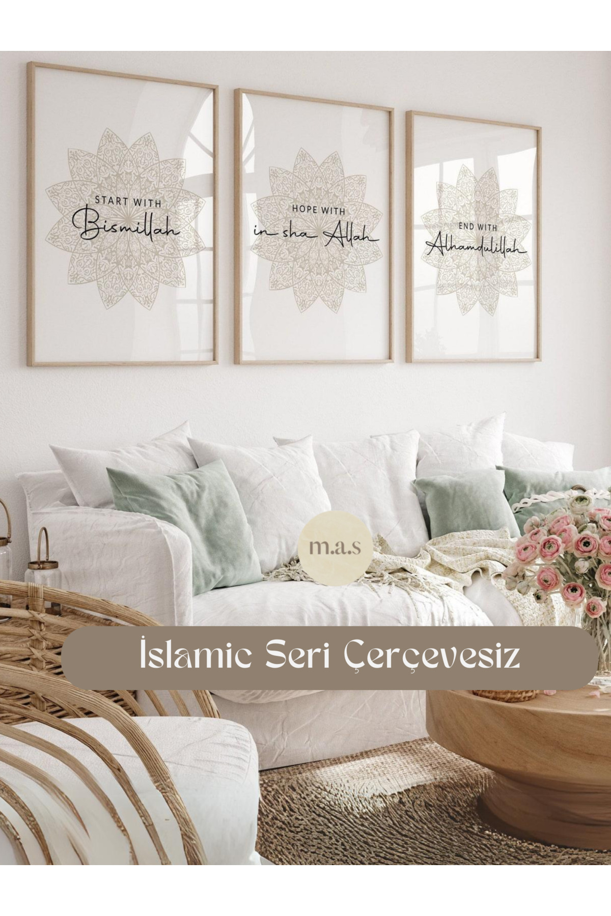 Himama Sanat MANDALA ISLAMIC INSHALLAH ALHAMDULILLAH BİSMİLLAH 3'LÜ ...