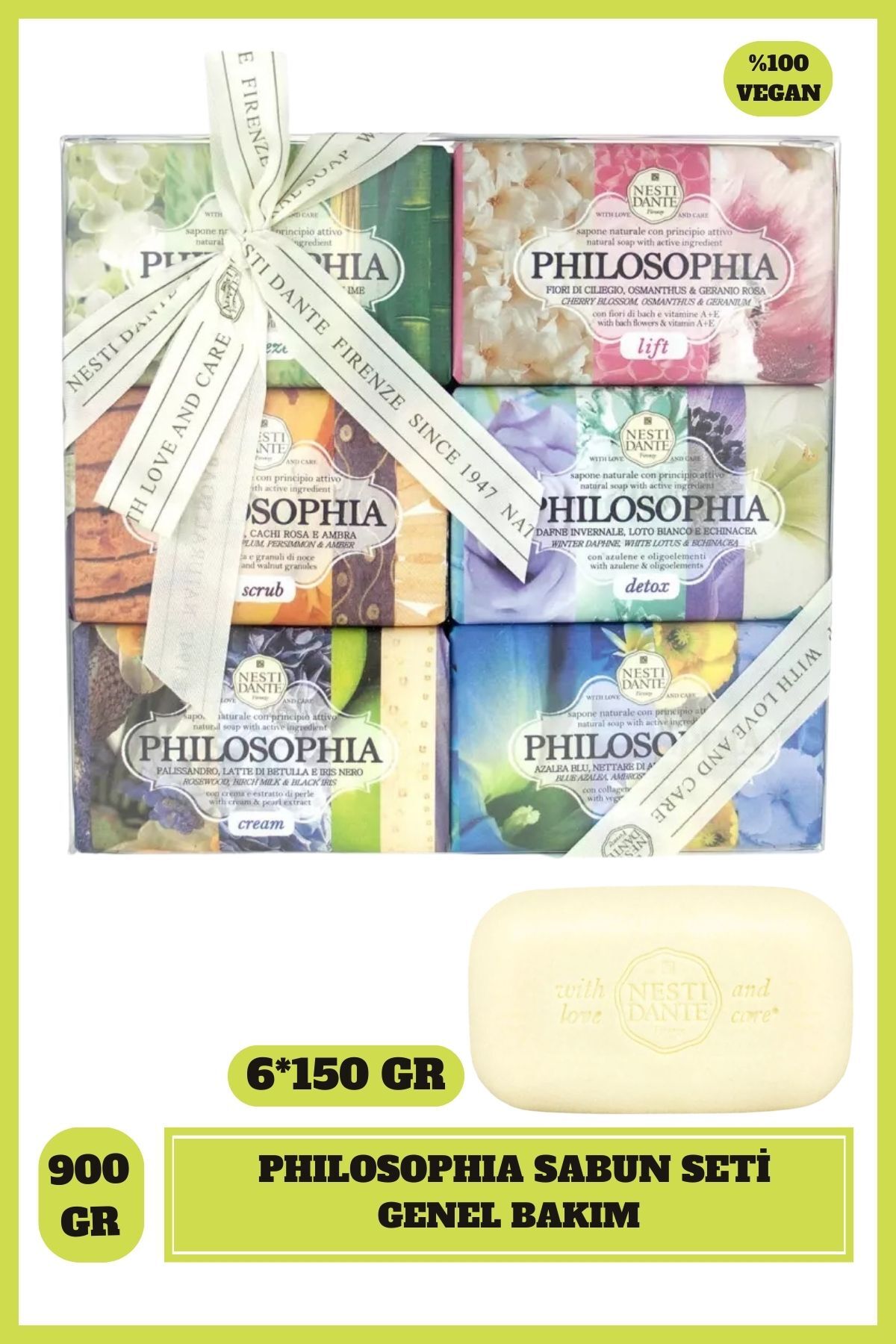 Nesti Dante Sabun Seti Philosophia 6 Çeşit Kokulu Vegan Sabun 6 x 150 ...