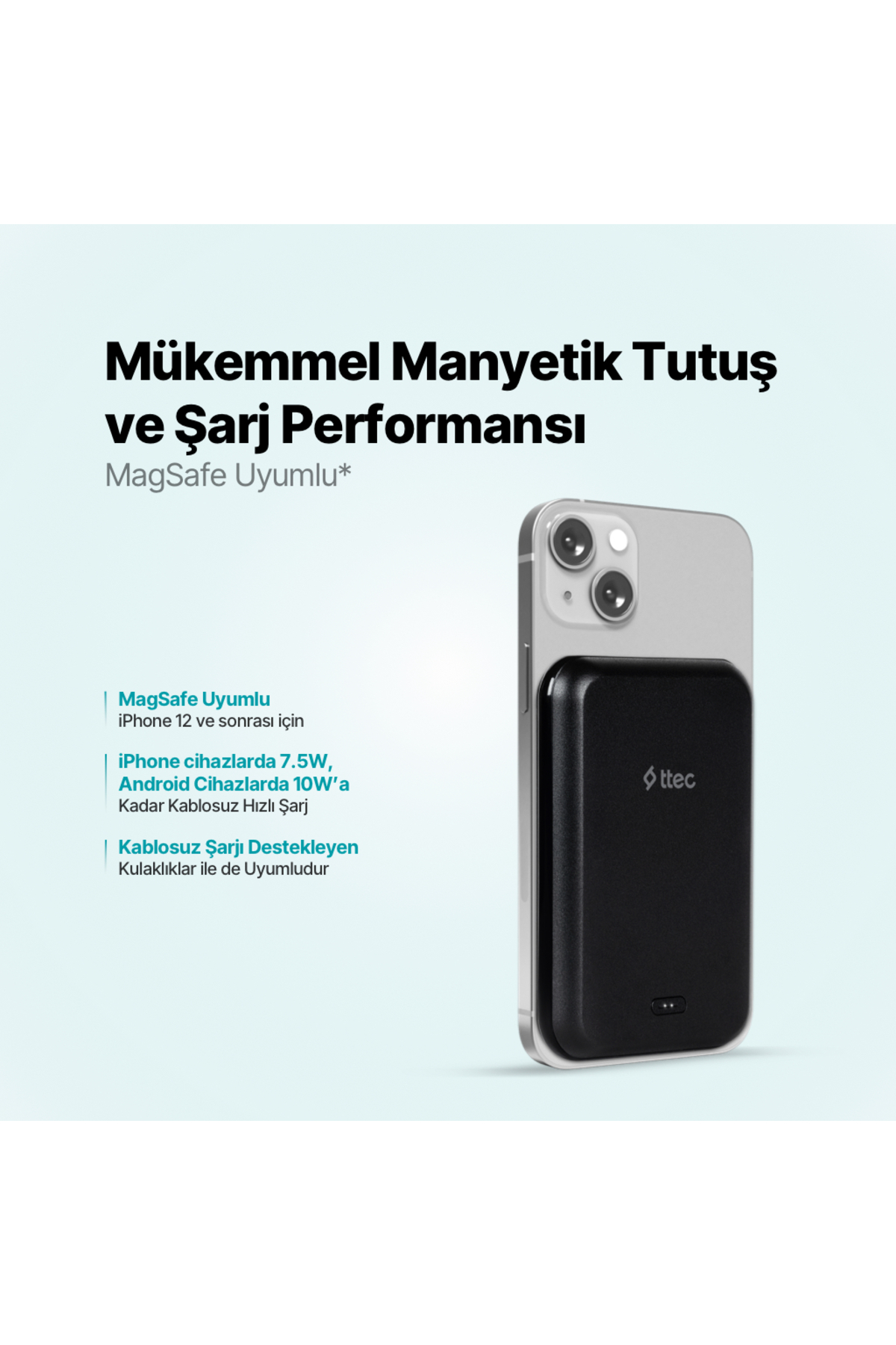 Ttec ReCharger M 5.000mAh MagSafe Uyumlu Şık ve Kompakt Kablosuz ...