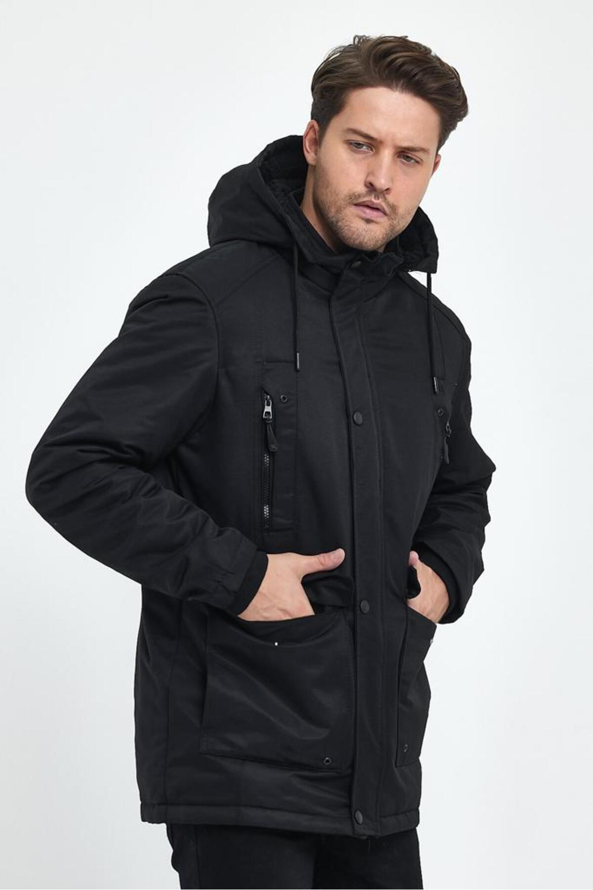 MİRMEN Erkek Siyah Keten Kanguru Cepli Mont Kaban Parka Fiyatı, Yorumları - Trendyol