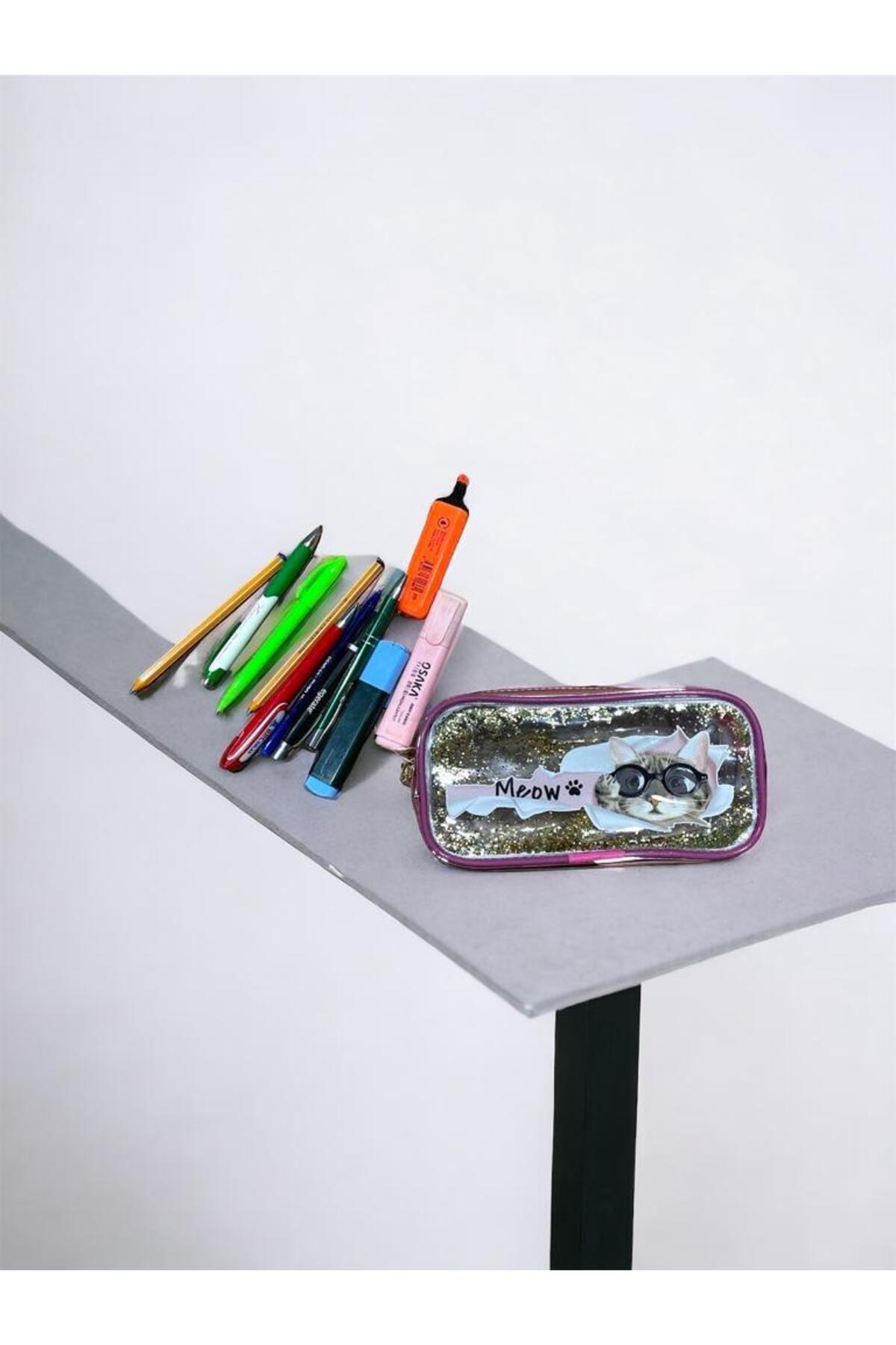 Hayveys Pembe Kedi Model Fosforlu Jel Tasarımlı Okul Fermuarlı Kalemlik ...