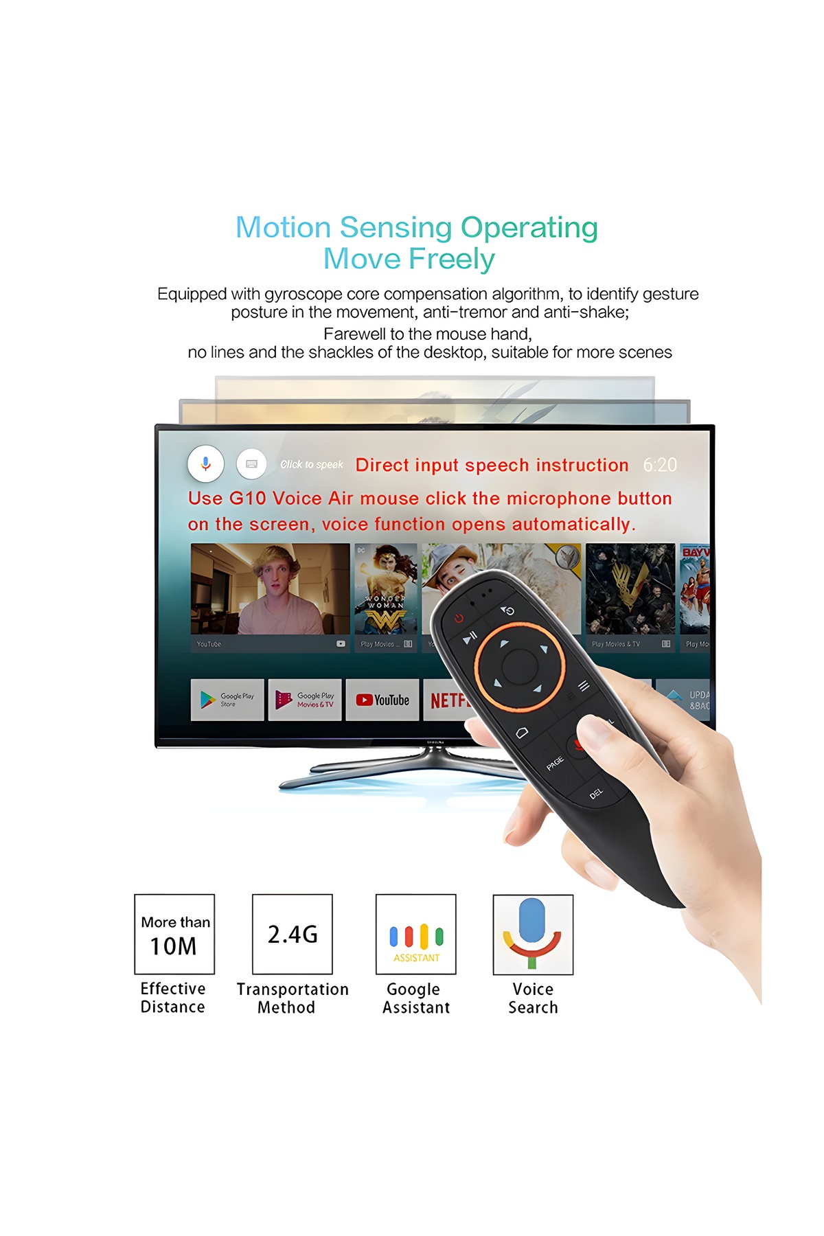 MEGAMUS 2.4G Kablosuz Air Mouse 6 Eksenli Jiroskop Akıllı PC Android TV Dizüstü Uyumlu Projektör ...