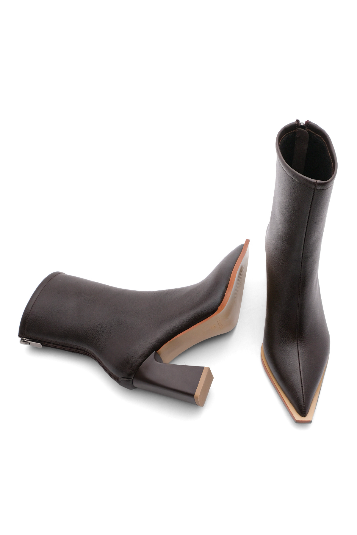 Marjin Kadın Topuklu Bot Sivri Burun Arkadan Fermuarlı Kalın Ökçe Kikas ...