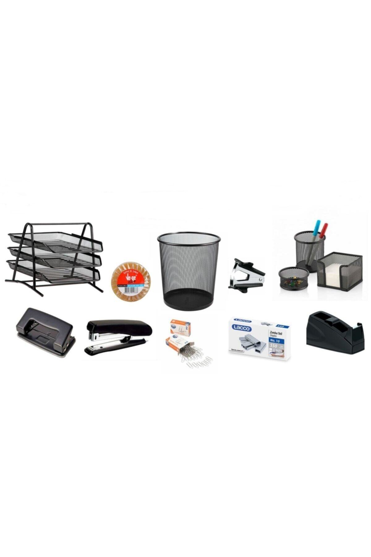 KRAF 10 Parça Ofis Seti Evrak Rafı - Delgeç - Bant Kesici - Daksil ...