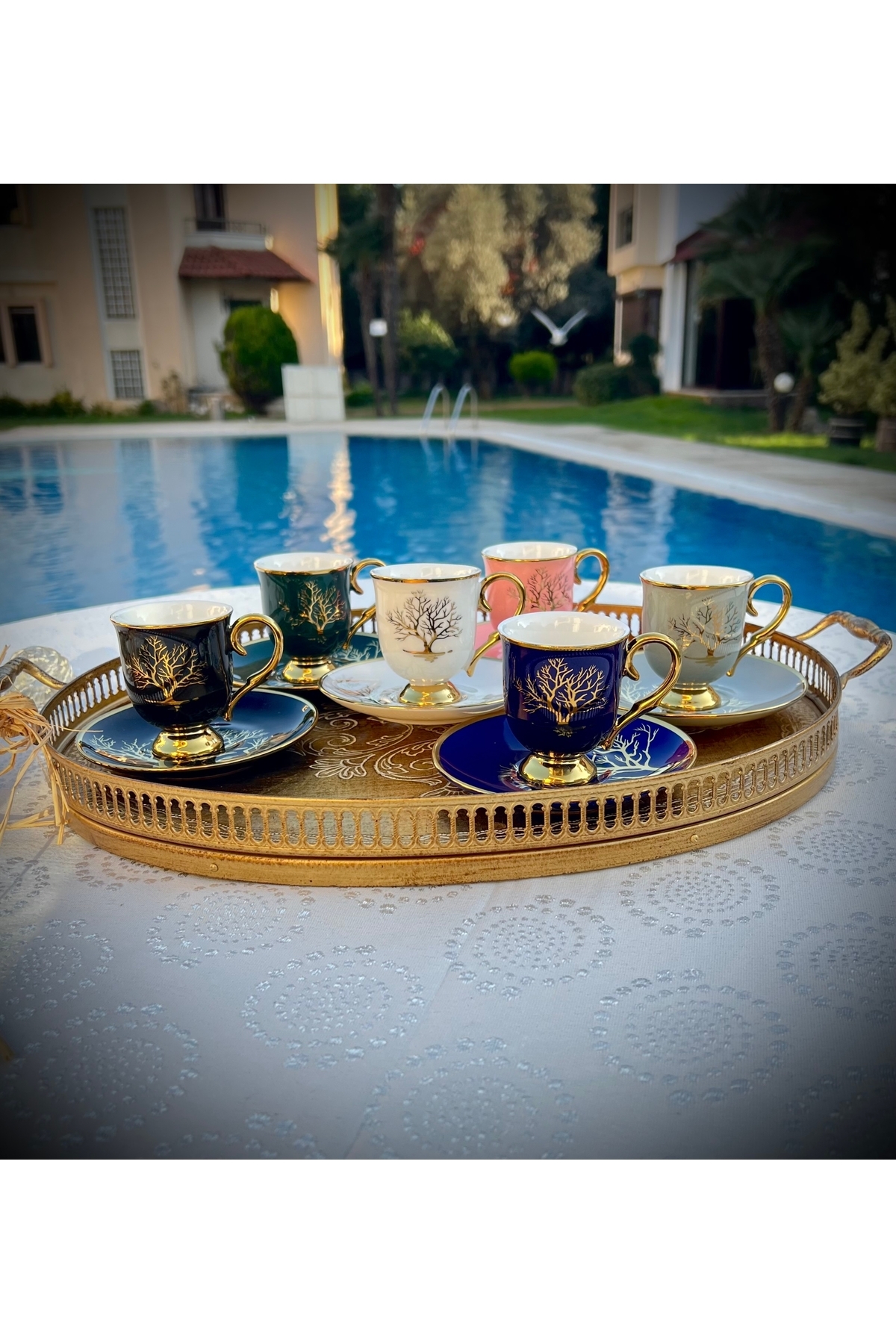 Tekbir Ultra lüks Türk kahve fincan takımı. 6 kişilik fincan takımı ...