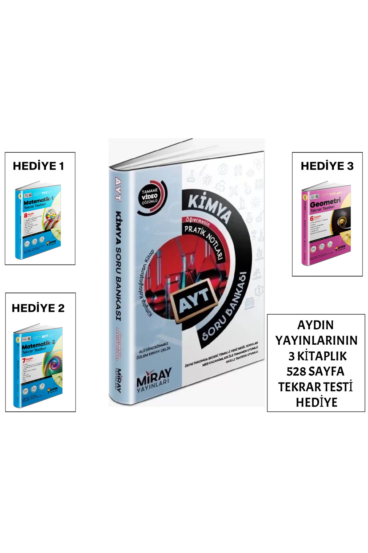 Miray Yayınları Miray Ayt Kimya Soru Bankası 2023-2024 - Aydın Yay.528 sayfalık 3 adet tekrar ...