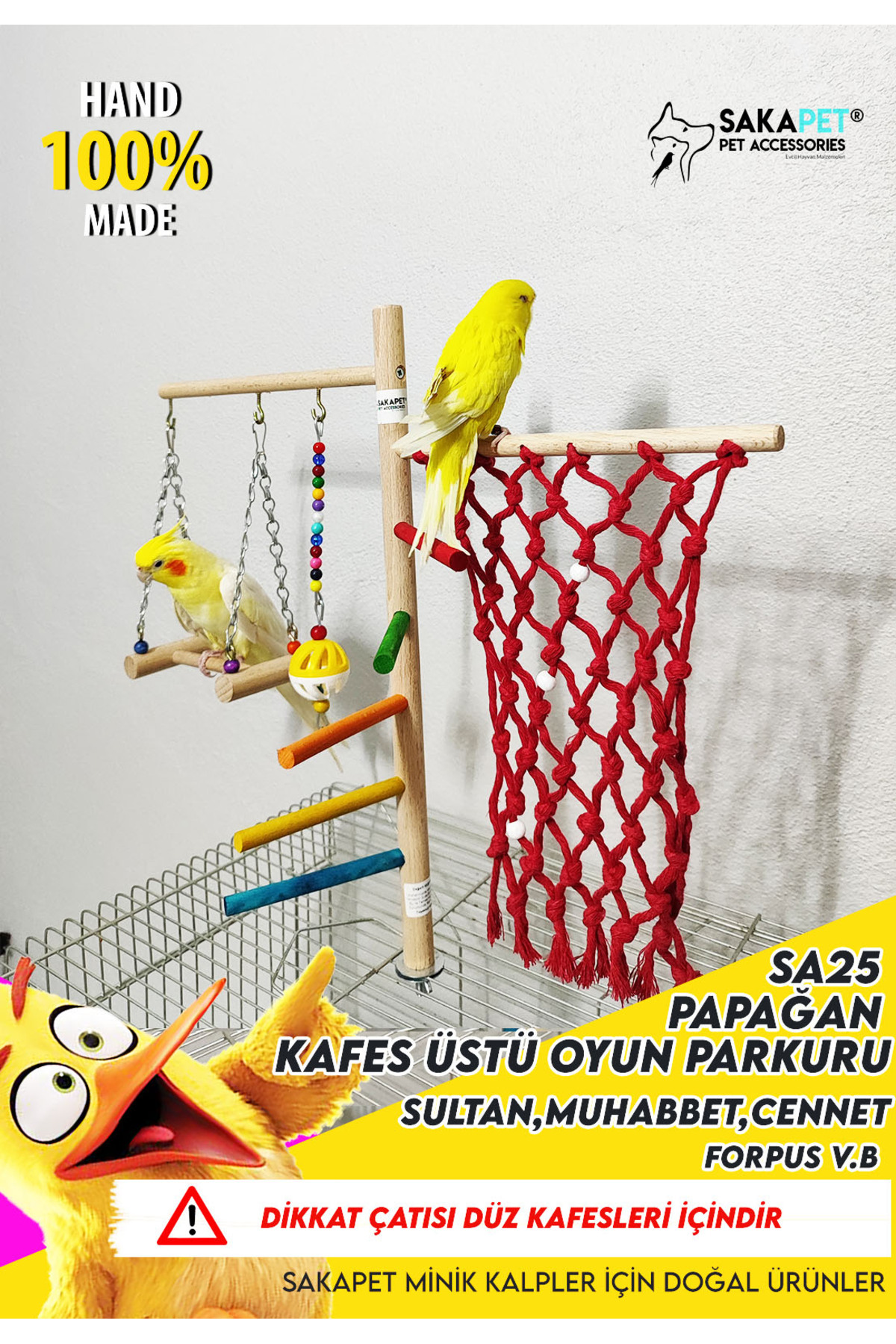 SAKAPET Sultan Papağanı Kafes Üstü Dev Kuş Eğlence Platformu SA25 ...