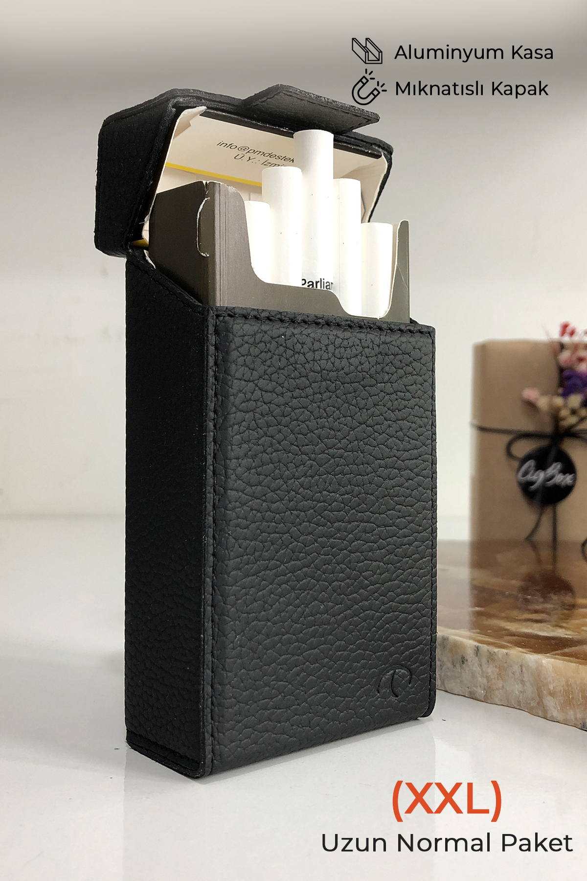 CIGBOXTR Uzun Sigara Tabakası Deri - (XXL) Uzun Normal Paket ...