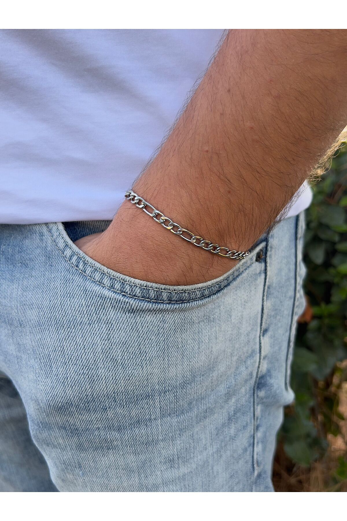 Piercing Market Steel & Silver Erkek Gümüş Renk Tasarım Figaro Model ...