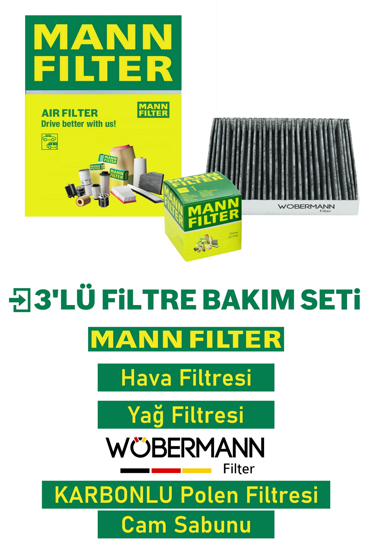 Wöbermann Mann Vw Cc 1.4 Tsi Filtre Bakım Seti 2015-2016 Czd 3k ...