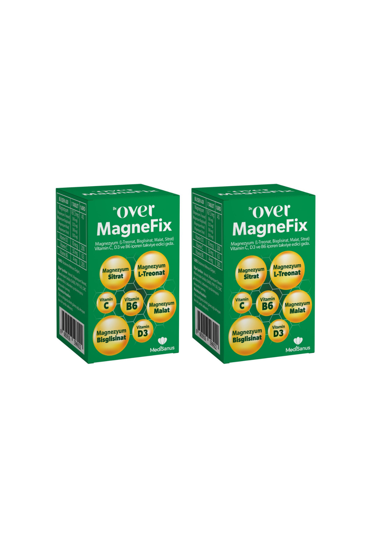 Dr over Magnefix Magnezyum L-treonat, Bisglisinat, Malat, Sitrat, Vit C ...