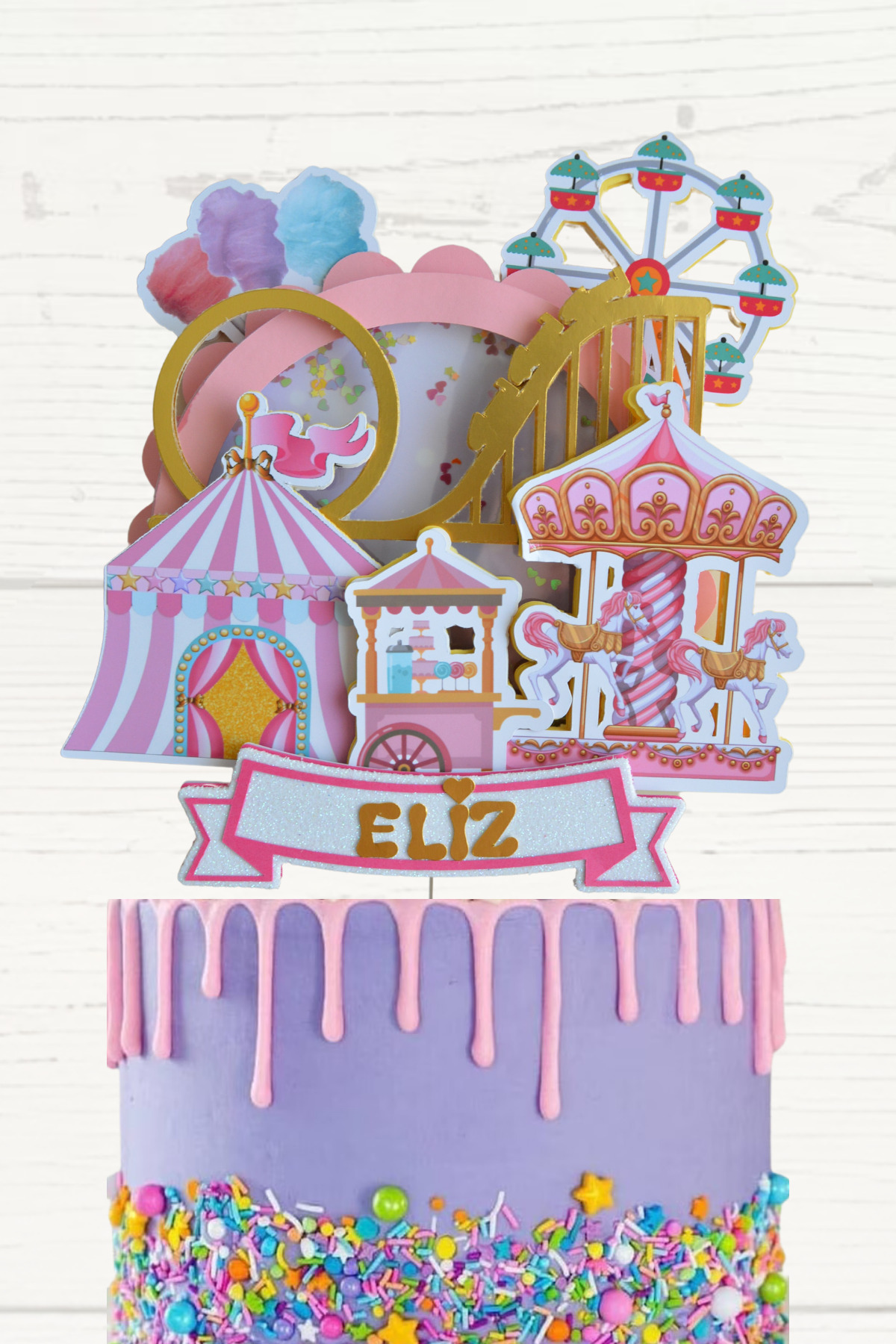 caketopper 3D Pasta Süsü - Lunapark Temalı Kız Çocuk Doğum Günü Kişiye ...