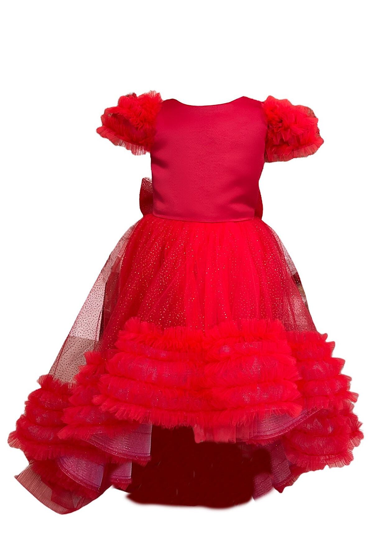 zühre balaban Red Shine Spring Kırmızı Önü Kısa Arkası Uzun Kız Çocuk ...