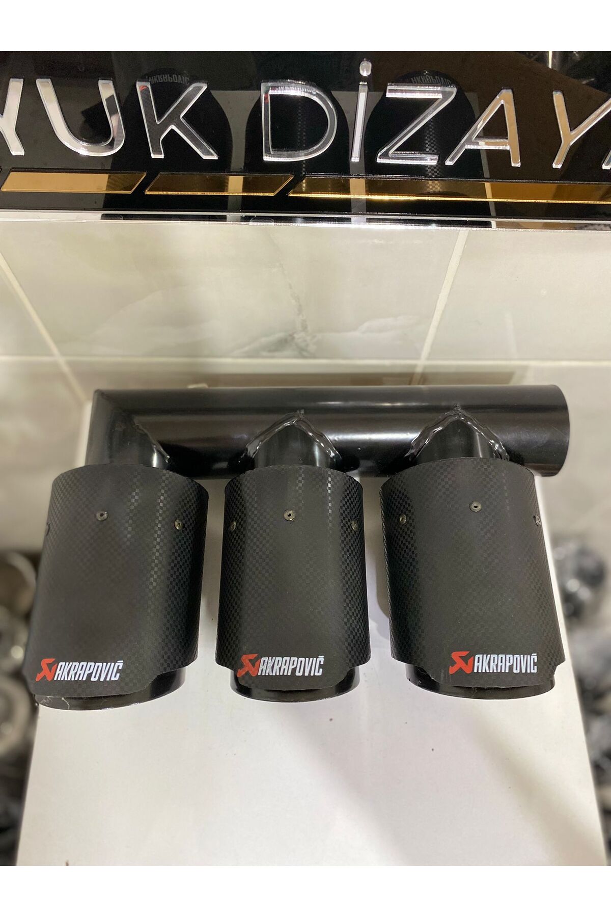 Mayuk Dizayn AKRAPOVİC CİVİC FC5/FK7 UYUMLU 3'LÜ Karbon TEKLİ Siyah ...