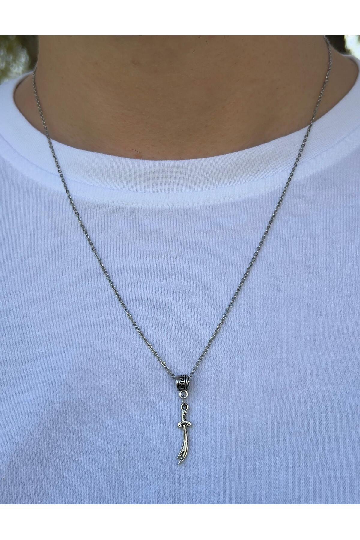 Piercing Market Steel & Silver Erkek Gümüş Renk Zülfikar Figürlü Kolye ...