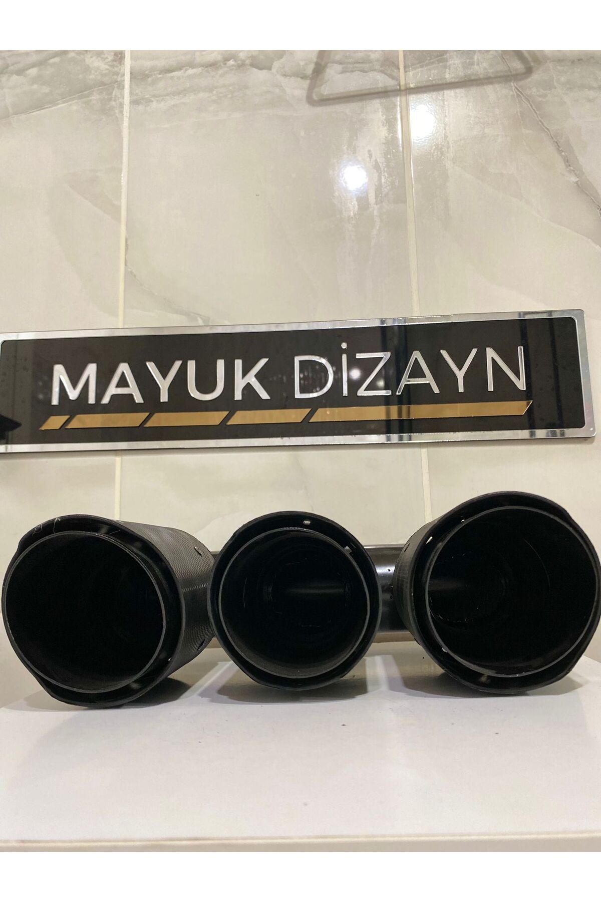 Mayuk Dizayn AKRAPOVİC CİVİC FC5/FK7 UYUMLU 3'LÜ Karbon TEKLİ Siyah ...