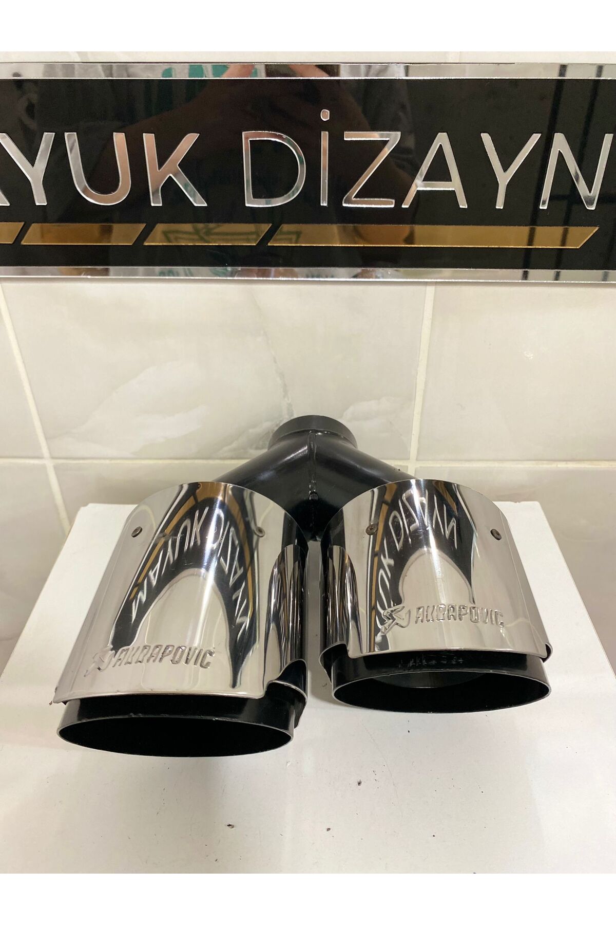 Mayuk Dizayn AKRAPOVİC 100mm DIŞI KROM Karbon Çiftli Siyah Egzoz Ucu 1 ...