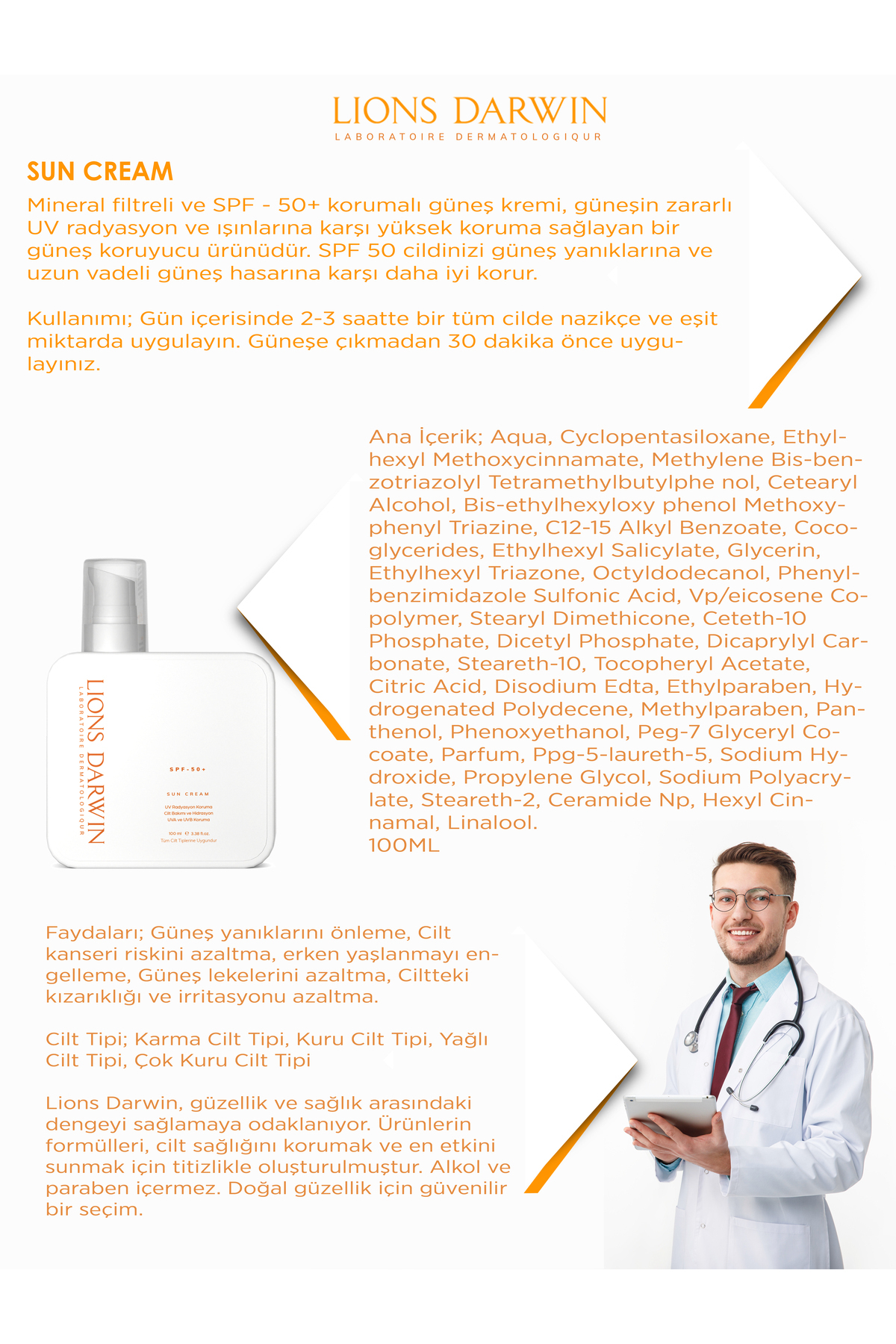 LIONS DARWIN Lionsdarwin Güneş Koruyucu Spf - 50 / Sun Cream Spf - 50 ...