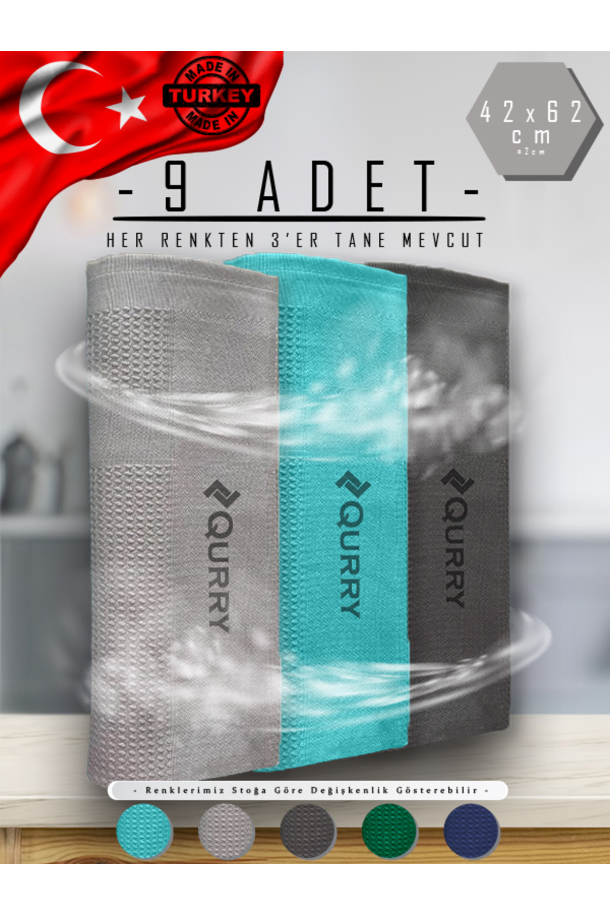 QURRY 9'lu Sihirli Bez, 42x62cm , Mikrofiber Bez, Cam Bezi, Araba Bezi ...