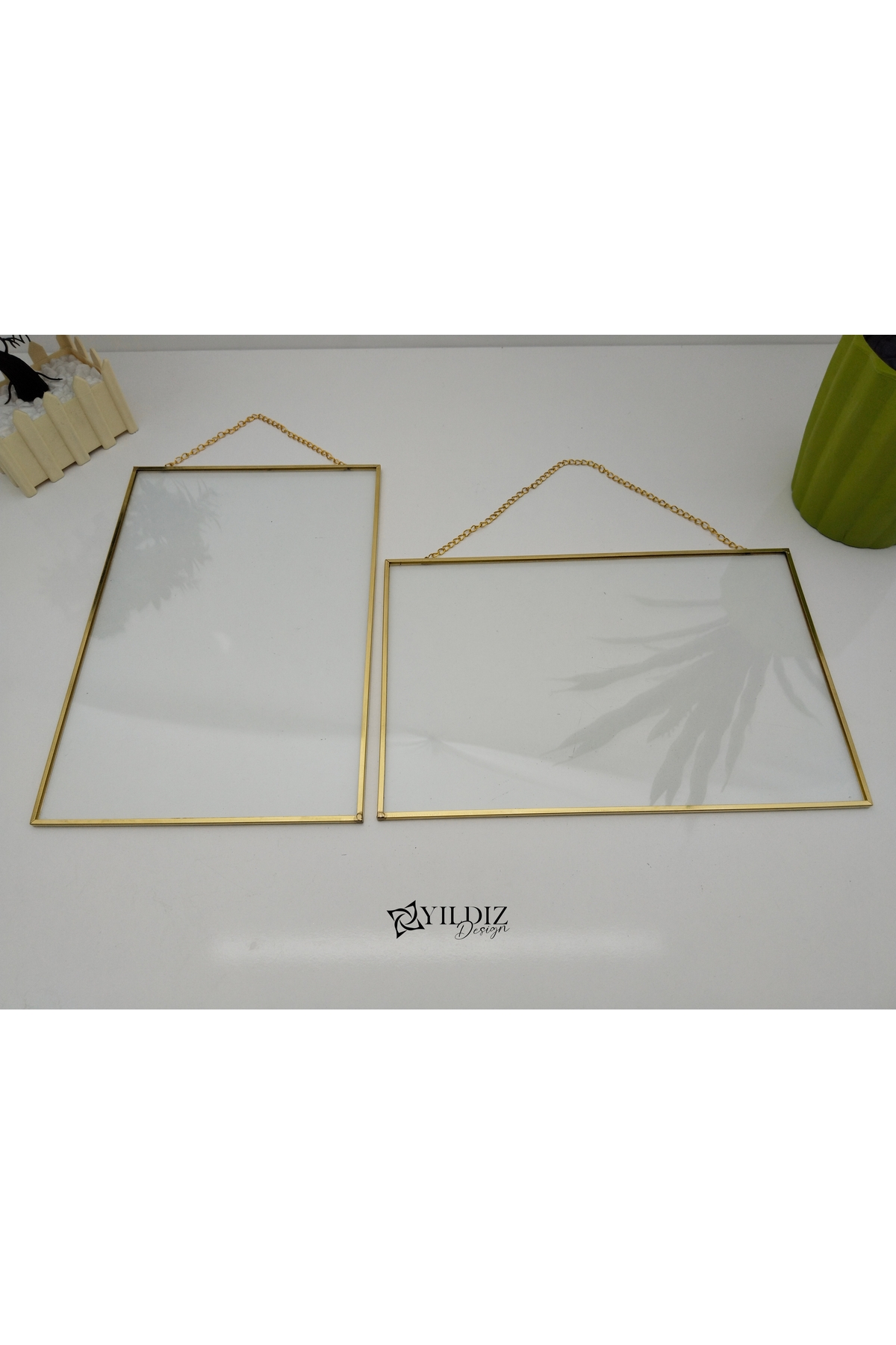 YıldızDesign 20 x 30 2 Parça Gold Çerçeve Tek Kat Cam Çerçeve Boyama ...