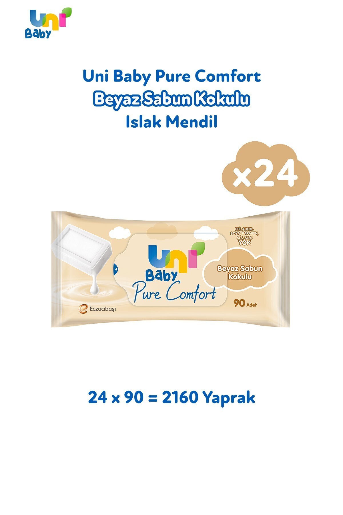 Uni Baby Pure Comfort Beyaz Sabun Kokulu Islak Mendil 24'lü 2160 Yaprak Fiyatı, Yorumları - Trendyol