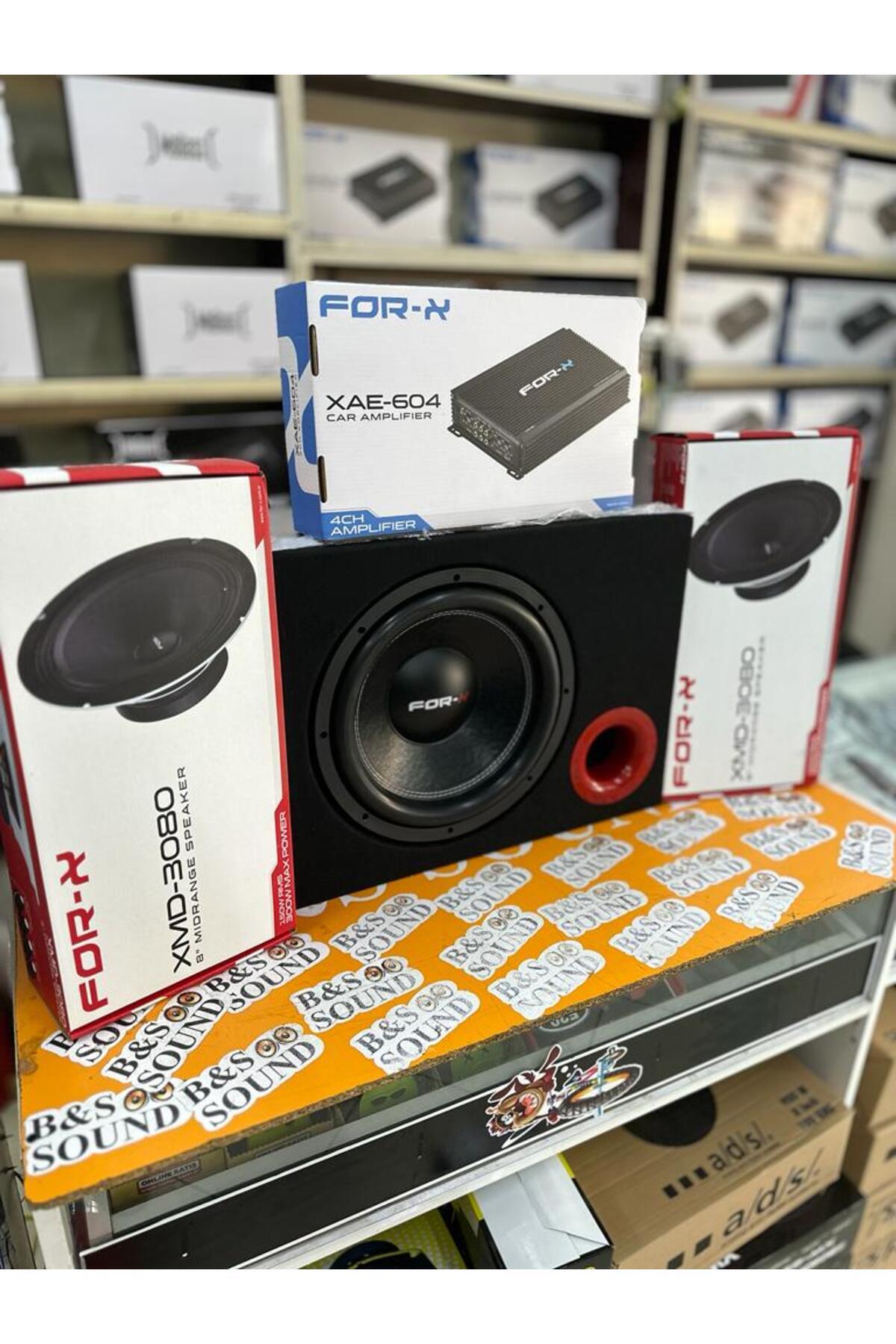 FORX5 Forx Set 4 Adet 3080 Midrange KAPAKLI 4 Kanal Anfi 1200 Wat 300 Rms Subwofer BAS KABİNLİ ...
