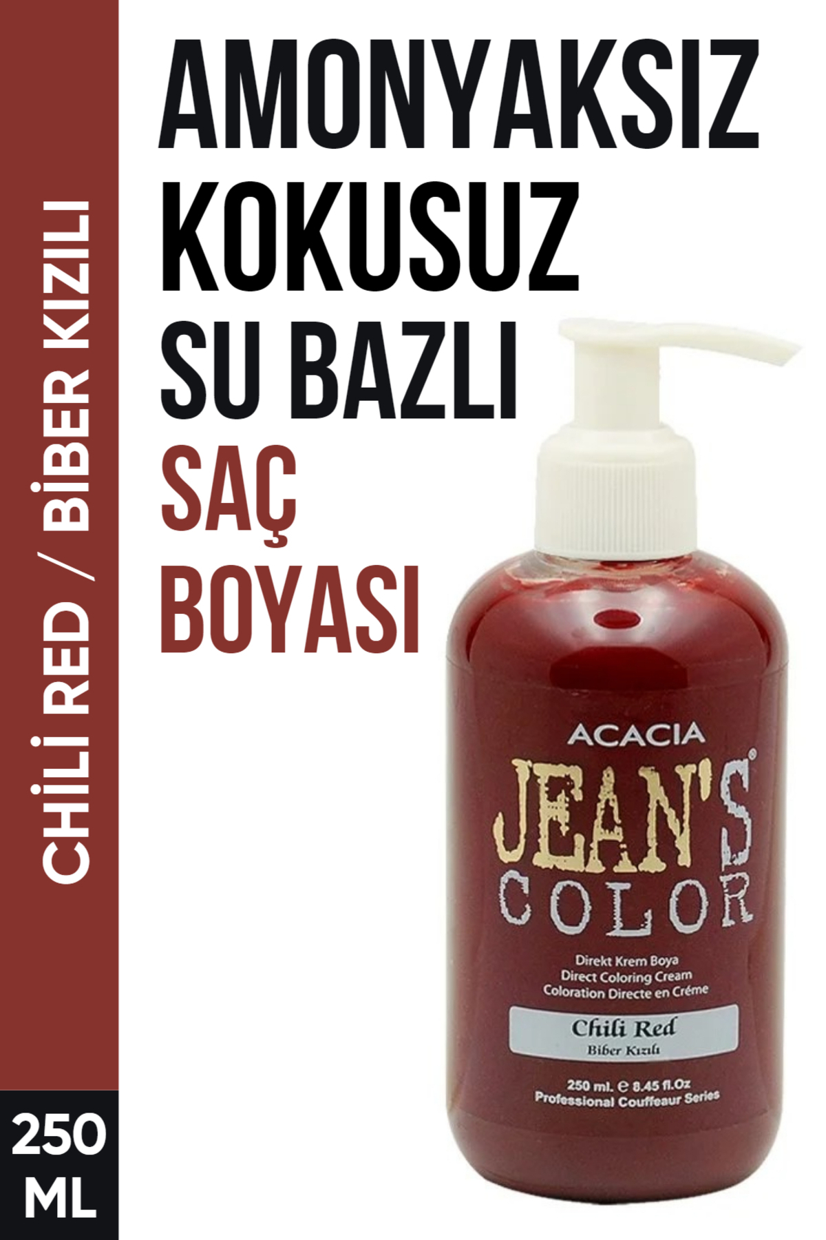 jeans color Amonyaksız Biber Kızılı Renkli Saç Boyası 250 Ml Kokusuz Su ...