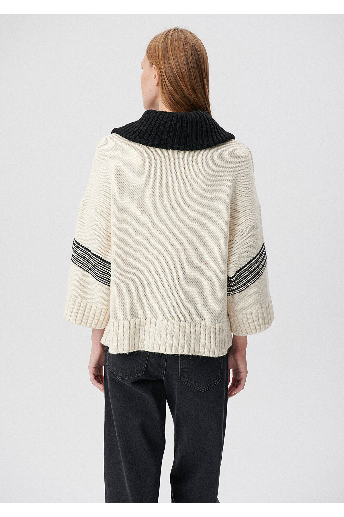 Mavi Bej Kazak Loose Fit / Bol Rahat Kesim 1710362-85885 Fiyatı ...