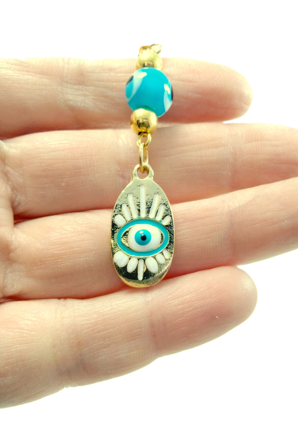 biuti Beyaz Metal Göz Nazar Boncuğu Araba Dikiz Ayna Süsü Lüks ...