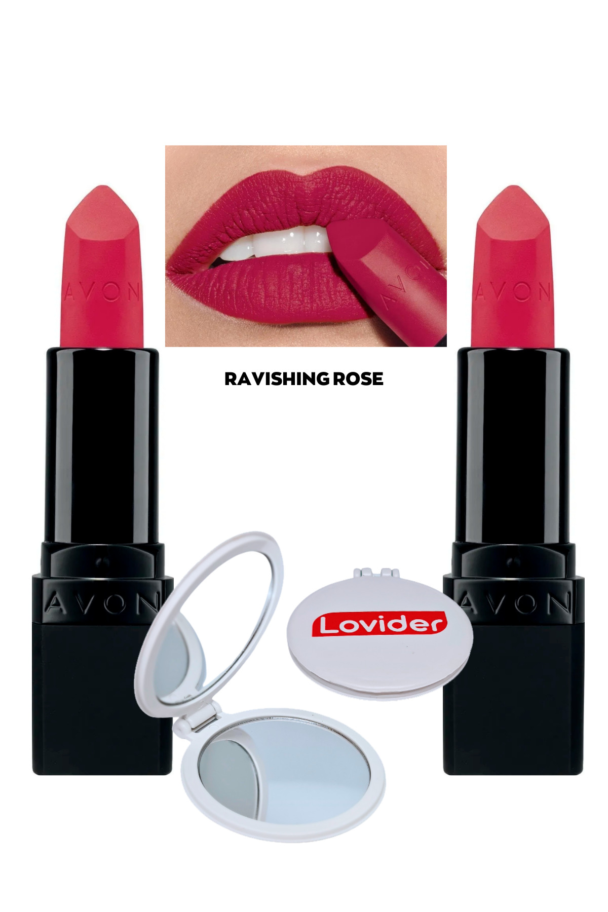 Avon Ultra Mat Ruj Ravishing Rose 2'li + Lovider Cep Aynası - Fiyatı ...