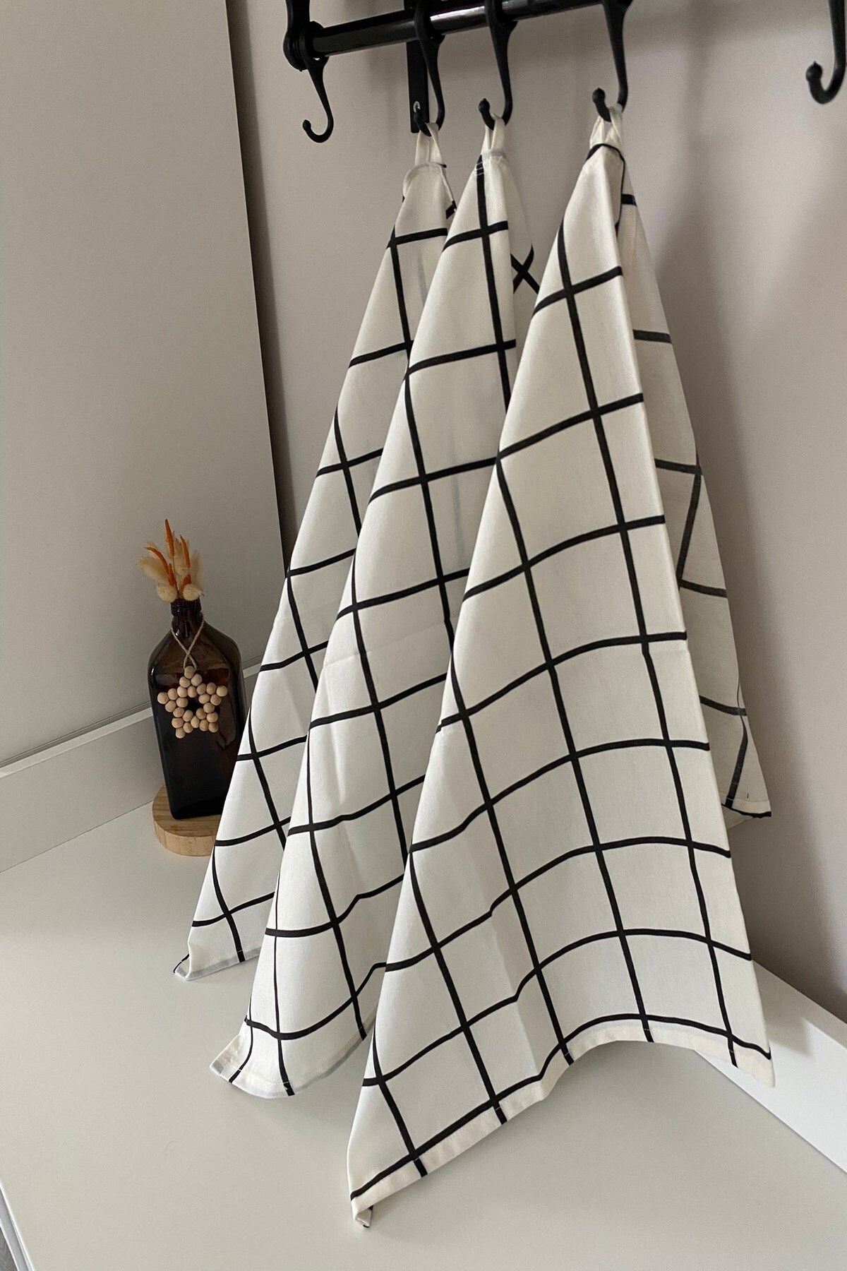 Emtory Home 3'lü Kareli Kurulama Bezi - Alman Bezi - İnce Keten El Bezi ...