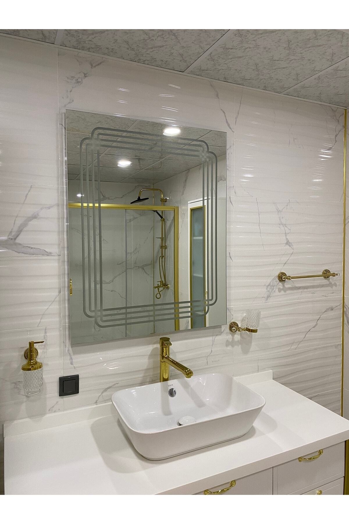 ZENİT YAPI 80*60 Sensörlü Ayna Ledli Duvar Aynası Led Işıklı Ayna Kare ...