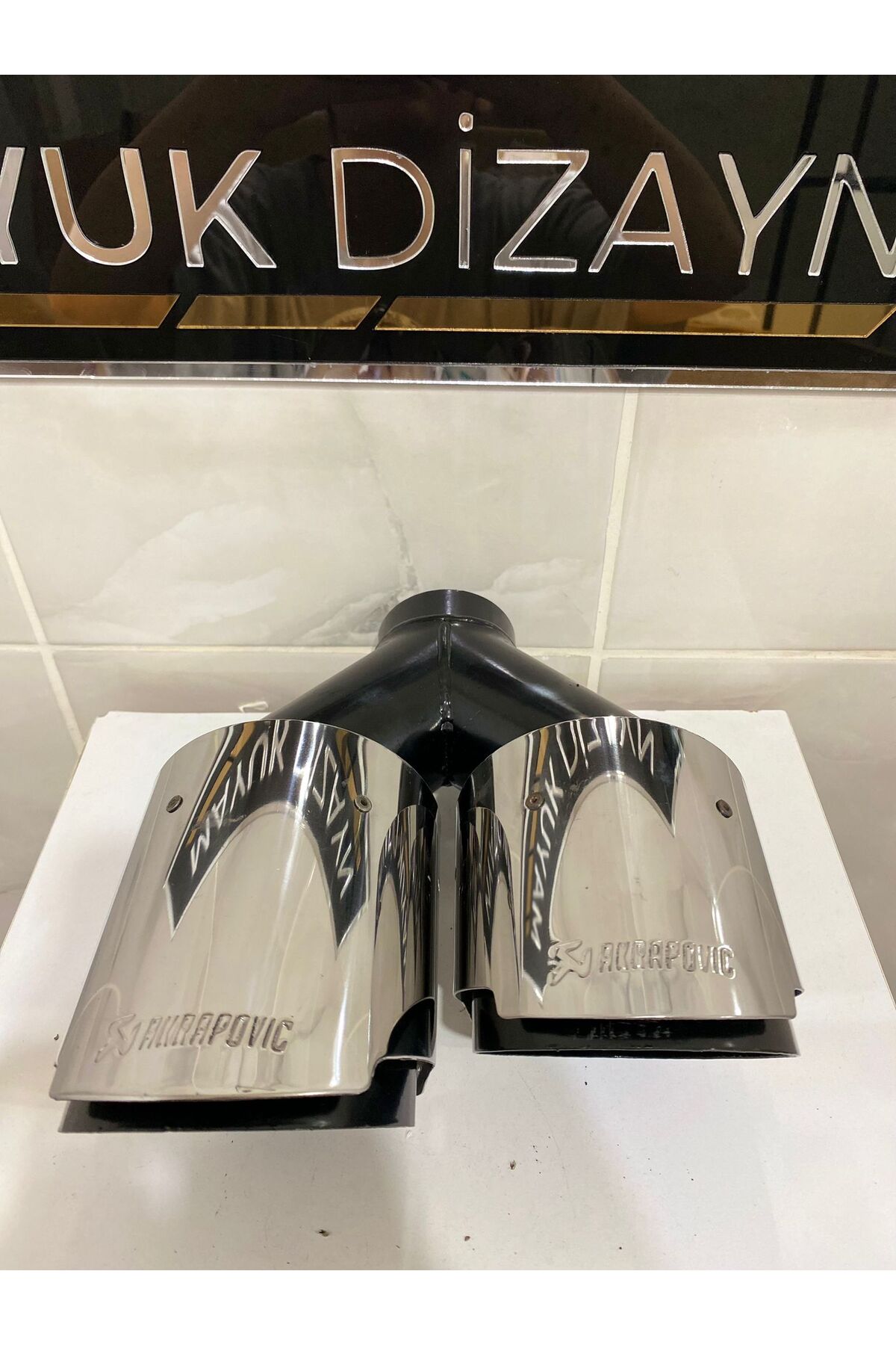 Mayuk Dizayn AKRAPOVİC 100mm DIŞI KROM Karbon Çiftli Siyah Egzoz Ucu 1 ...