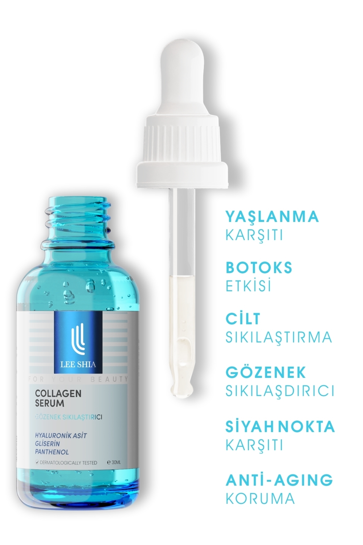 Lee Shia Cilt Sıkılaştırıcı Kolajen Serum 30 ml (COLLAGEN %5 HYALURONİC ACİD %2 CAFFEİNE %1 ...