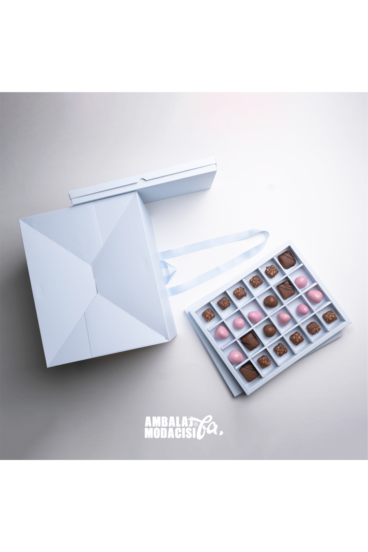 Ambalaj Modacısı Chocolate Box Dream Box With Bag 24 Gözlü Mat Mavi-5 ...