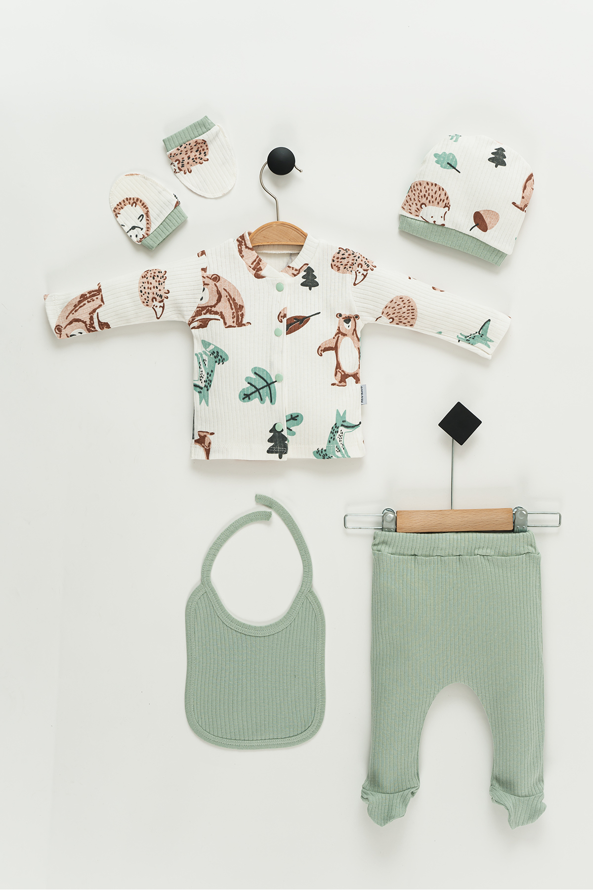 NEU KIDS Hastane Çıkışı 100% Pamuk Ayıcık Baskılı Yenidoğan 5li Set ...