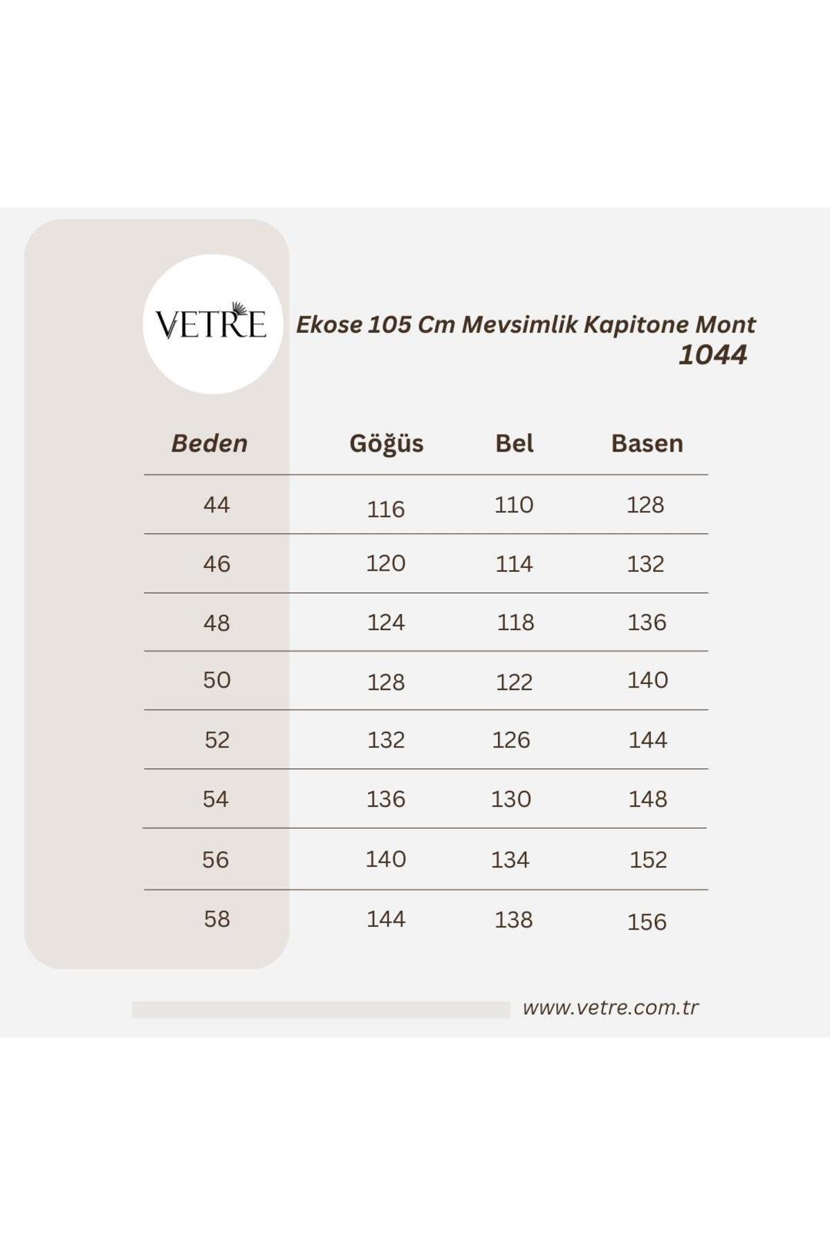 VETRE Kadın Büyük Beden Ekose 105 Cm Mevsimlik Haki Kapitone Mont 1044 ...
