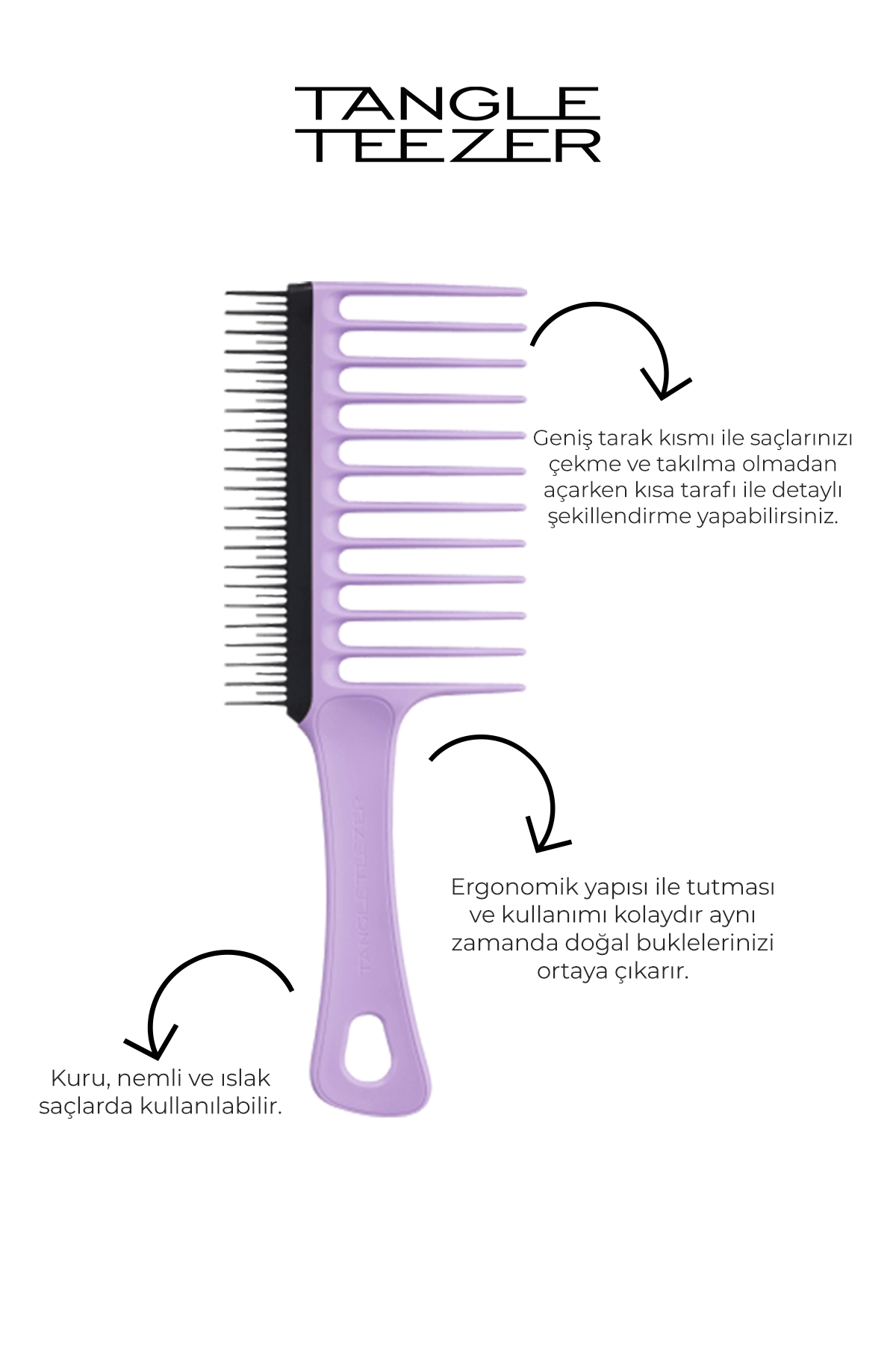 Tangle Teezer Wide Tooth Comb Purple Passion Geniş Ağızlı Saç Tarağı ...