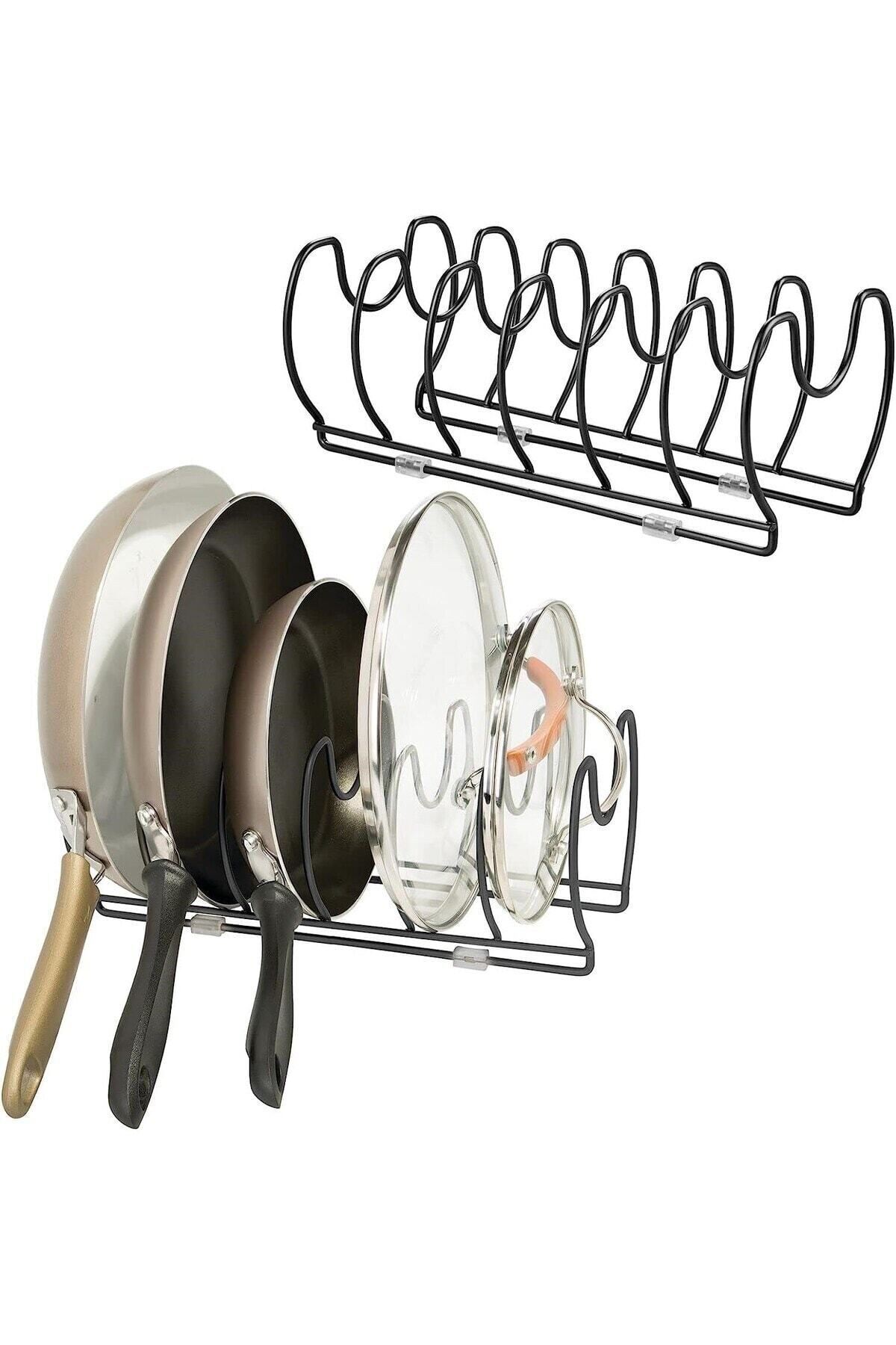 Kitchen Store Metal Siyah Tava Ve Tencere Kapağı Düzenleyici Raf Mutfak ...