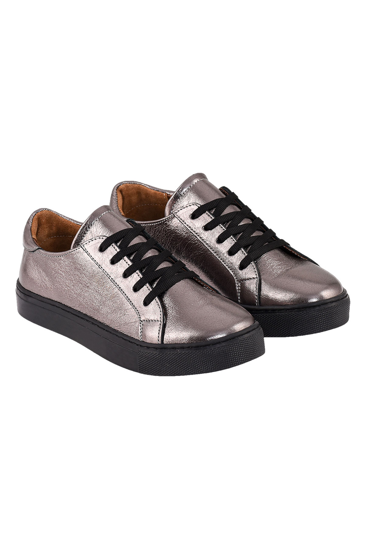 NOOSY Kadın Metalik Gri Hakiki Deri Sneaker - Fiyatı, Yorumları